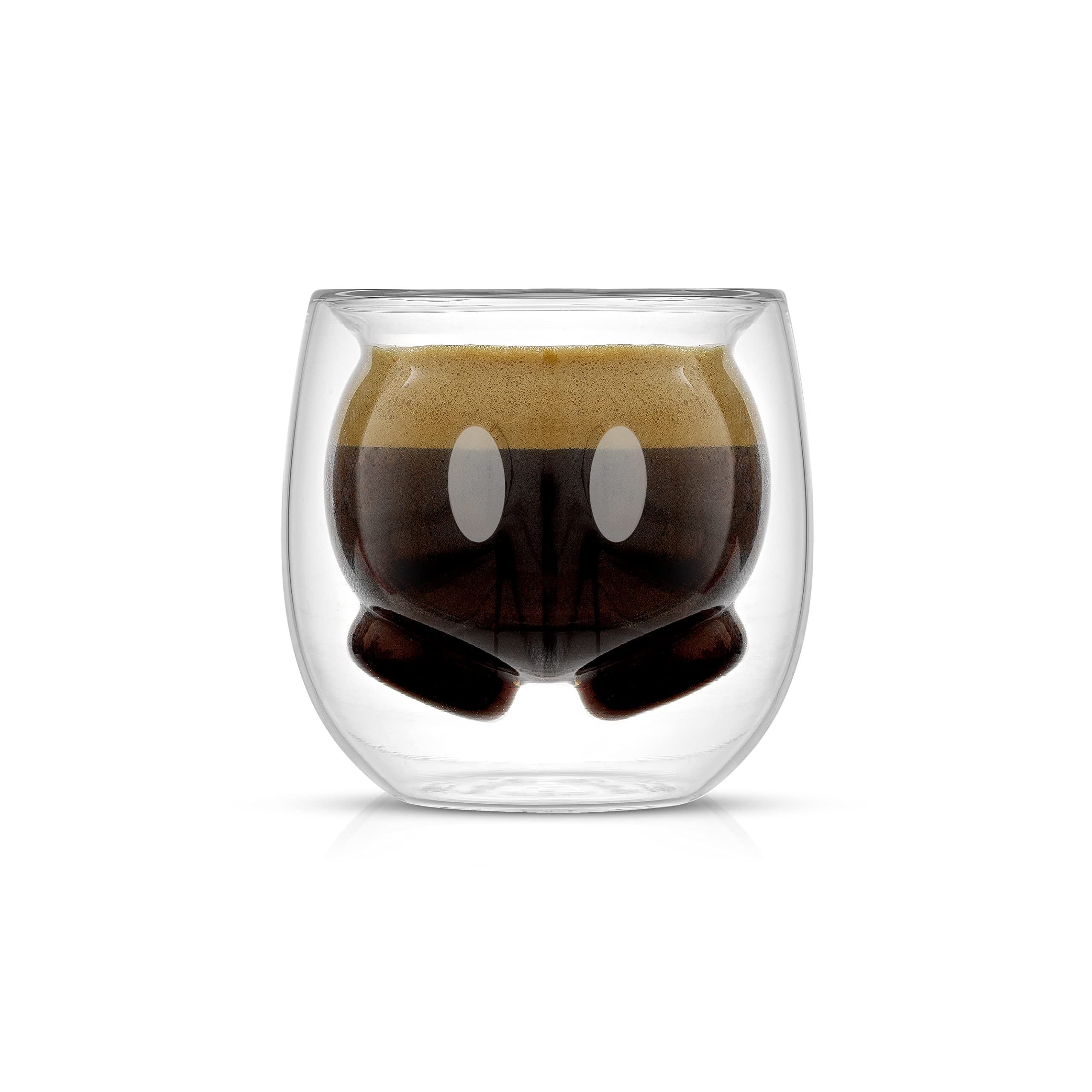 JoyJolt Mickey Pants and Minnie Skirt 3D 2oz Espresso Cups. Double Walled Espresso Glasses (2pc) Small Double Wall Glass Coffee Cups. Demitasse Cups, Espresso Measuring Cup or Liqueur Shot Glasses