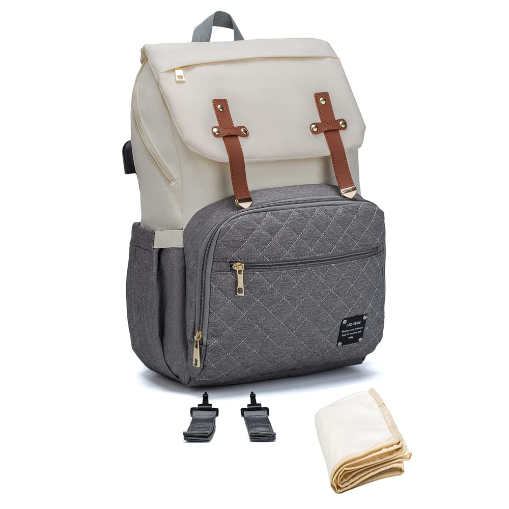 LAMOGRAFY Diaper Bag Backpack, Large Capacity with Portable Changing Pad, Multifunctional Travel Bag with Stroller Straps