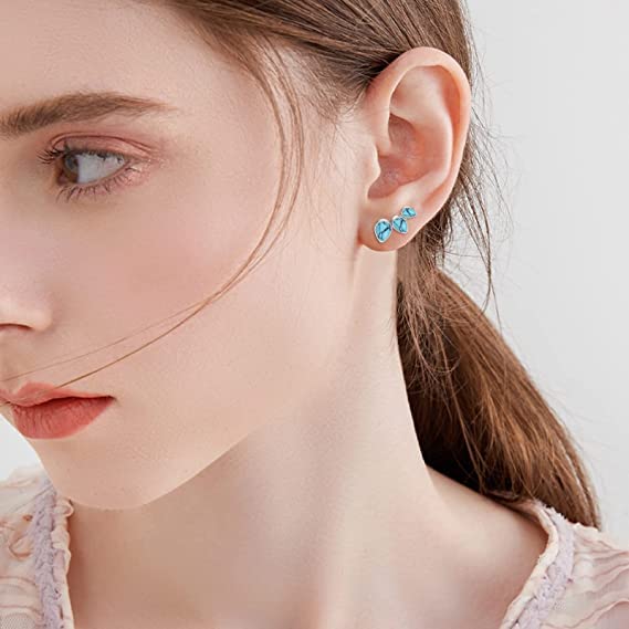 KQF Turquoise Earrings Sterling Silver Turquoise Jewelry Ear Crawler Climber Earrings for Women