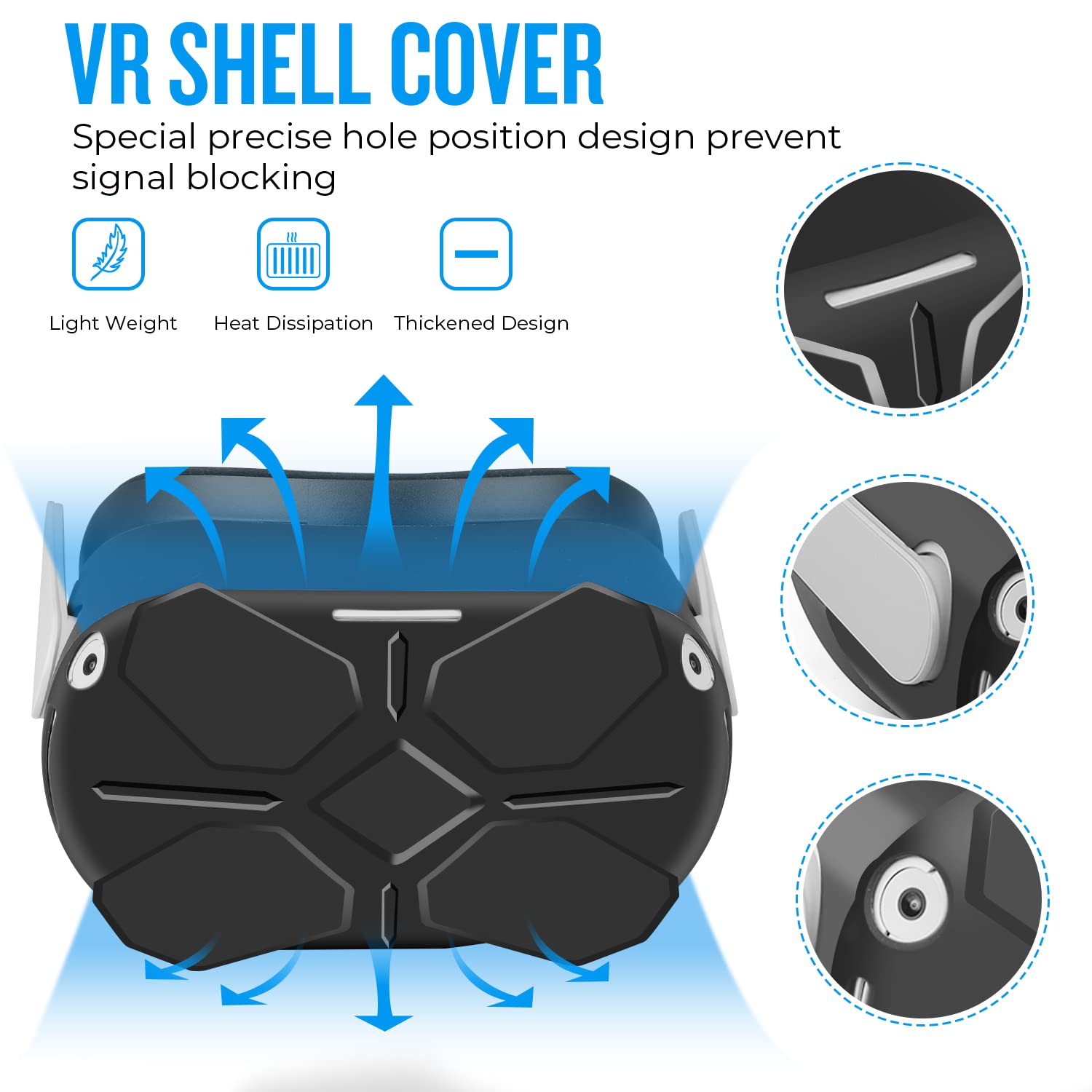 Hevanto VR Silicone Cover for Ouest 2, VR Silicone Face Cover Set for Virtual Reality Headset, VR Shell Cover, Quest 2 Touch Controller Grip Cover, Protective Lens Cover, Disposable Eye Cover(Black)