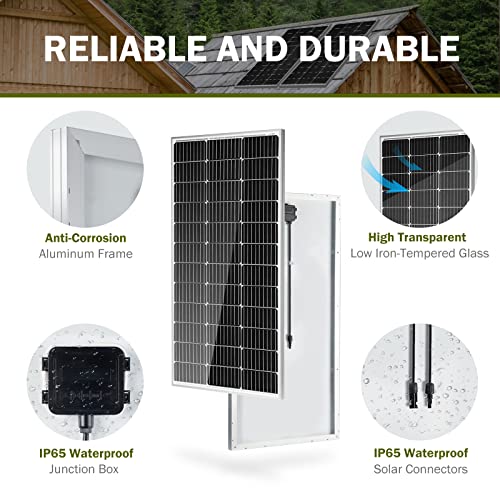 HQST 4PCS 9BB Cell 100W Solar Panel 12V 400 Watt Monocrystalline Solar Panels High-Efficiency Module for RVs Motorhomes Cabins Marine Boat Off-Grid