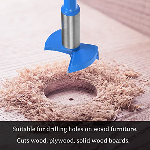 Kozelo Forstner Drill Bit - [80mm] Tungsten Carbide Auger Opener for Wood Furniture Hinge Woodworking Use, Hex Shank, Dark Blue