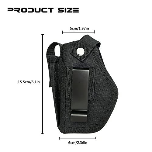 Gun Holster for Men/Women, Pistol Holster for Concealed Carry Fits Compact Subcompact Handguns, Universal Airsoft Holster Right/Left, IWB/OWB with Mag Pouch Black