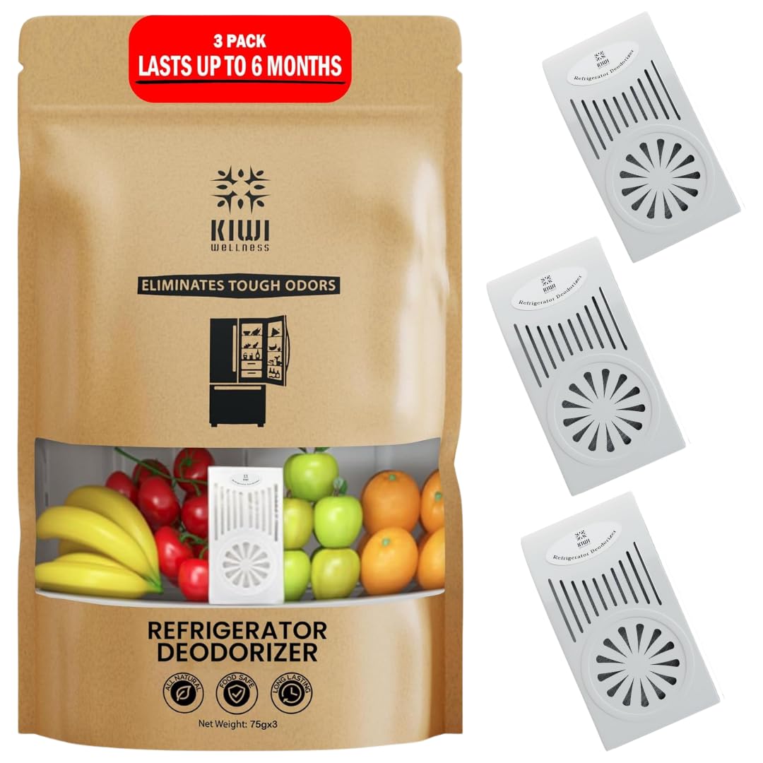 Kiwi Wellness Refrigerator Deodorizer and Odor Absorber, Eliminates Odors in Refrigerators & Freezers. Keeps your Produce Fresh (3 PACK).