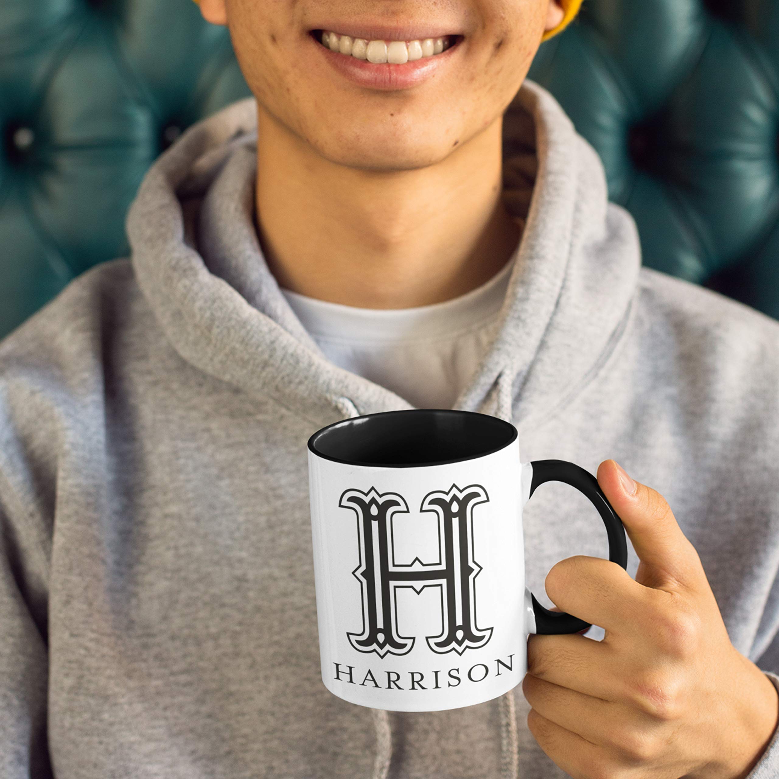 Initial Coffee Mug with Name, 11 Oz / 15 Oz Custom - 9 Colors - Personalized Mugs for Women, Ceramic Coffee Mug Tea Cup for Office and Home Use, Perfect Monogram Gift, Taza Personalizadas