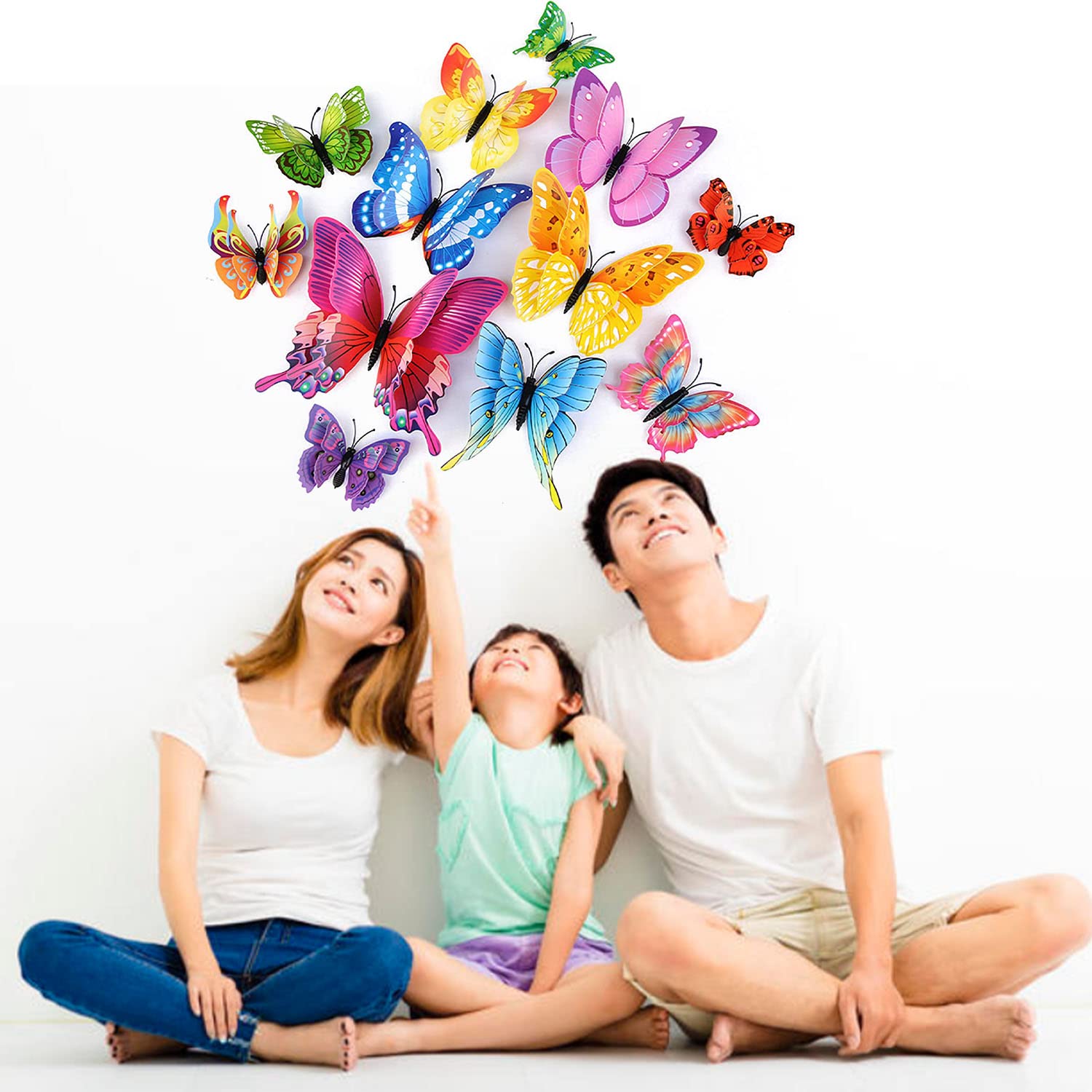 LECUNE Butterfly Wall Decor, 24/48Pcs Butterfly Wall Decals, 3D Butterflies Stickers for Party Decorations with Magnets