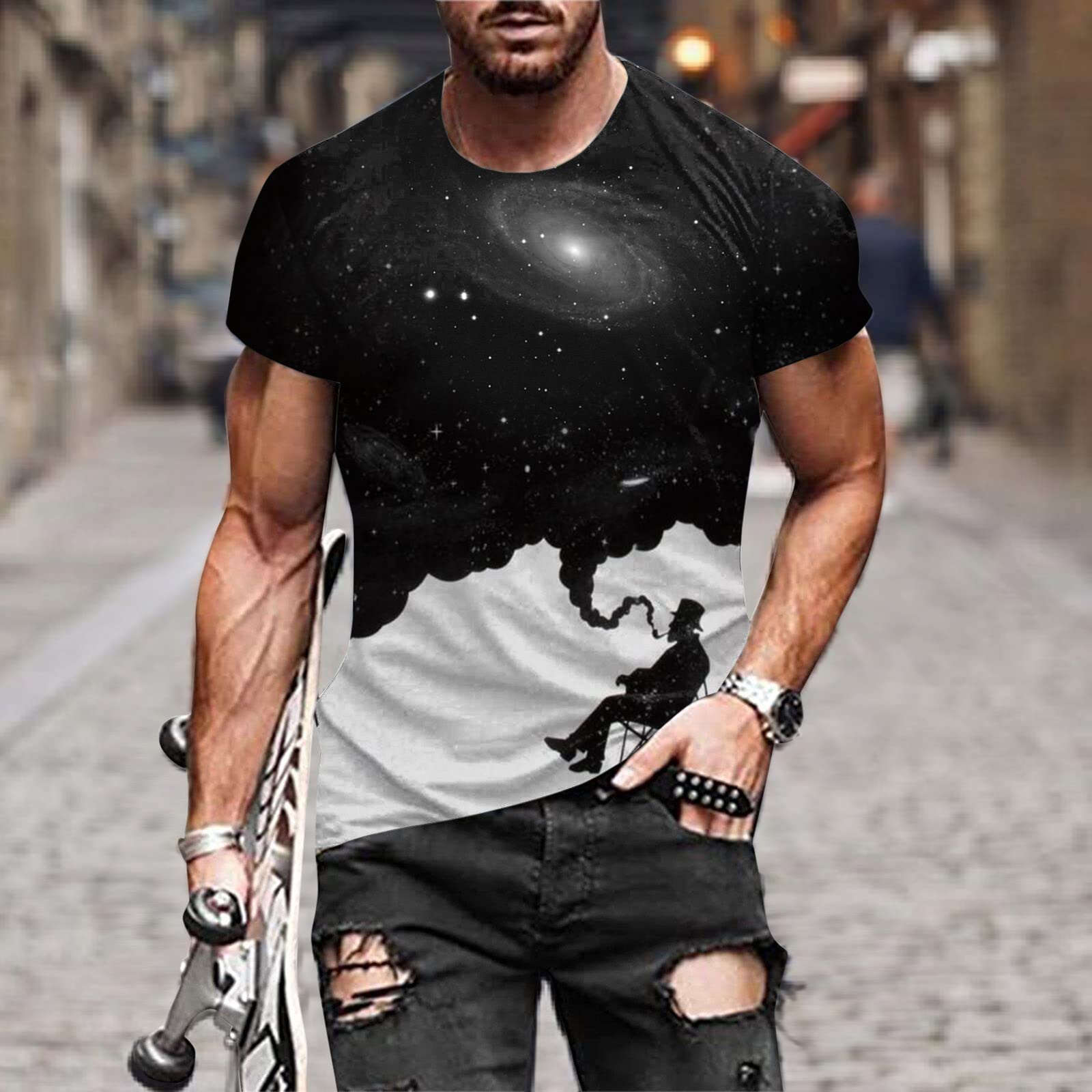 Jaqqra Mens T Shirt,Men's Graphic T-Shirt Short-Sleeve Athletic Running Gym Workout Casual Tee Shirts Pullovers