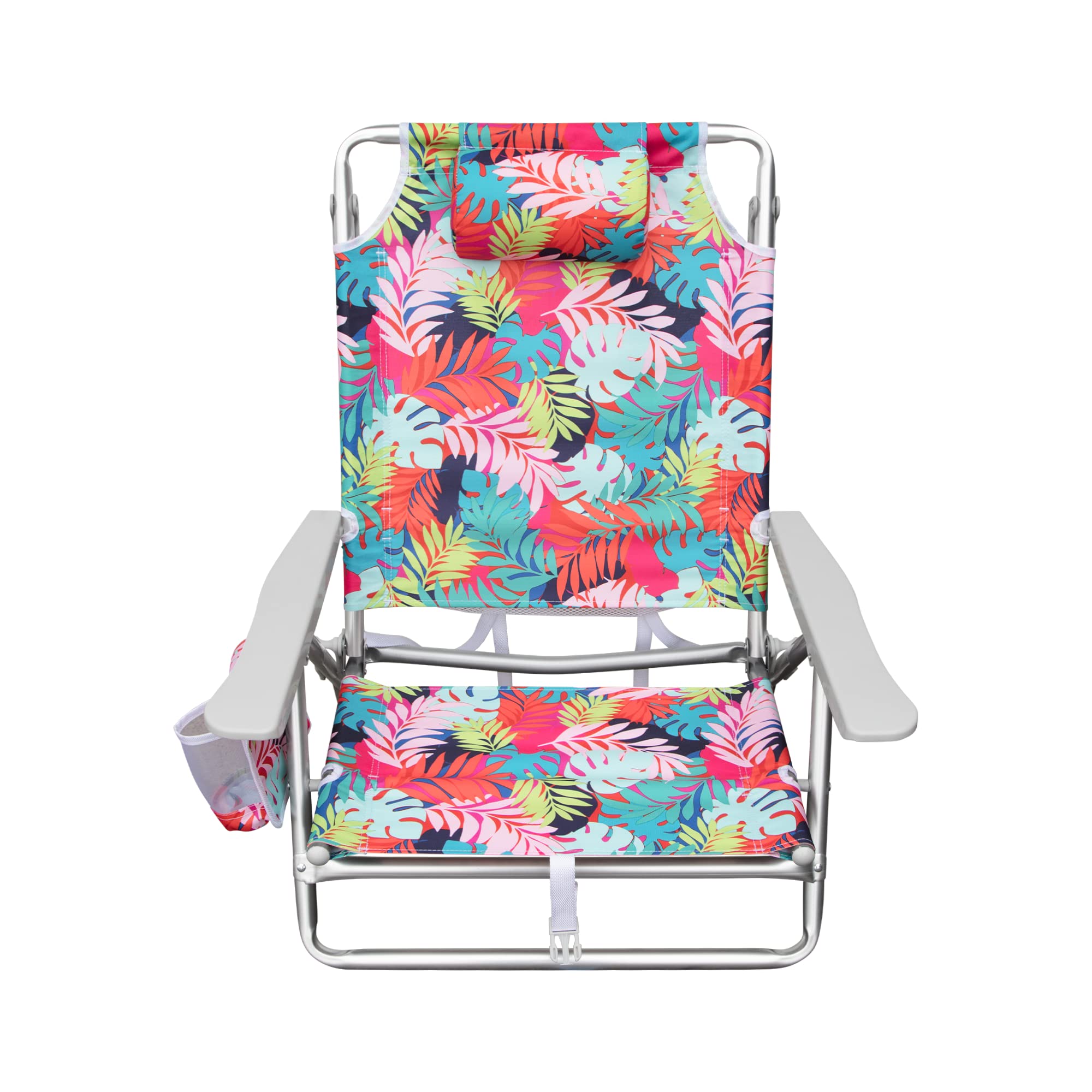 Hurley Backpack Beach Outdoor Chair, One Size,Lightweight,Alloy Steel, Coral Passion Fruit