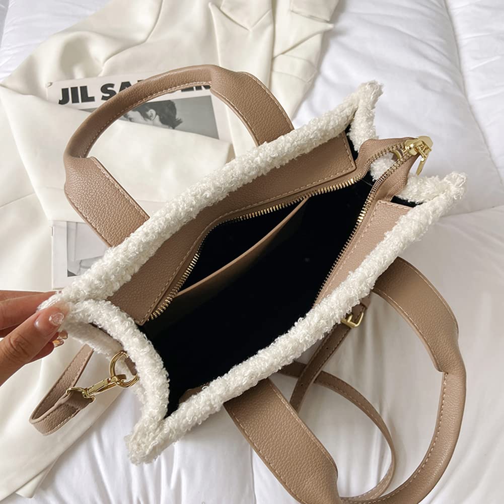 JQWYGB Work Tote Bags for Women - Small Trendy Personalized Leather Bag Large Capacity Top-Handle Shoulder Crossbody (Khaki)