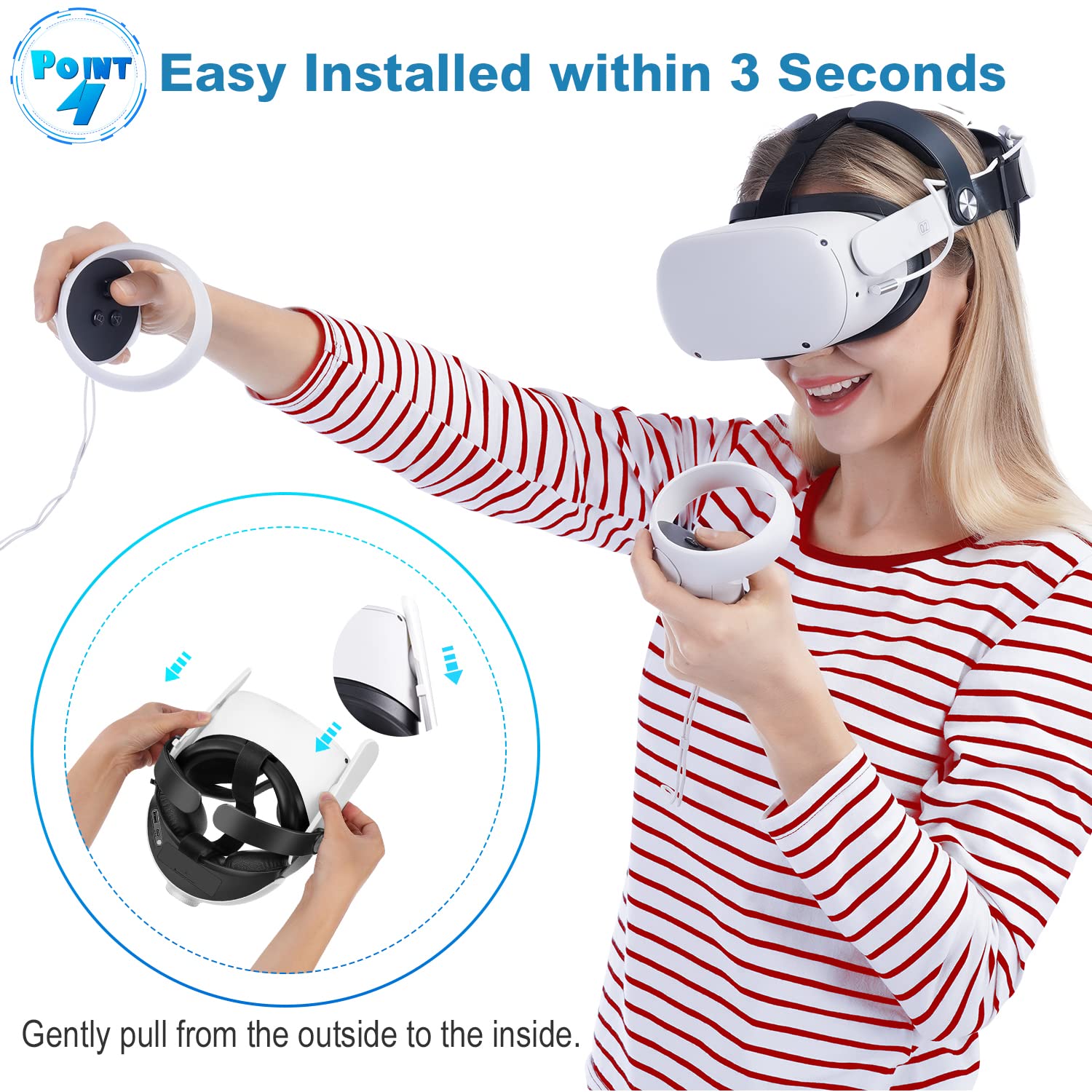 Head Strap for Oculus Quest 2 with 5200 Power Battery Pack - Elite Strap Extend Playtime Up to 7 Hours for Meta VR Replacement Headset Accessories Comfortable Lightweight…