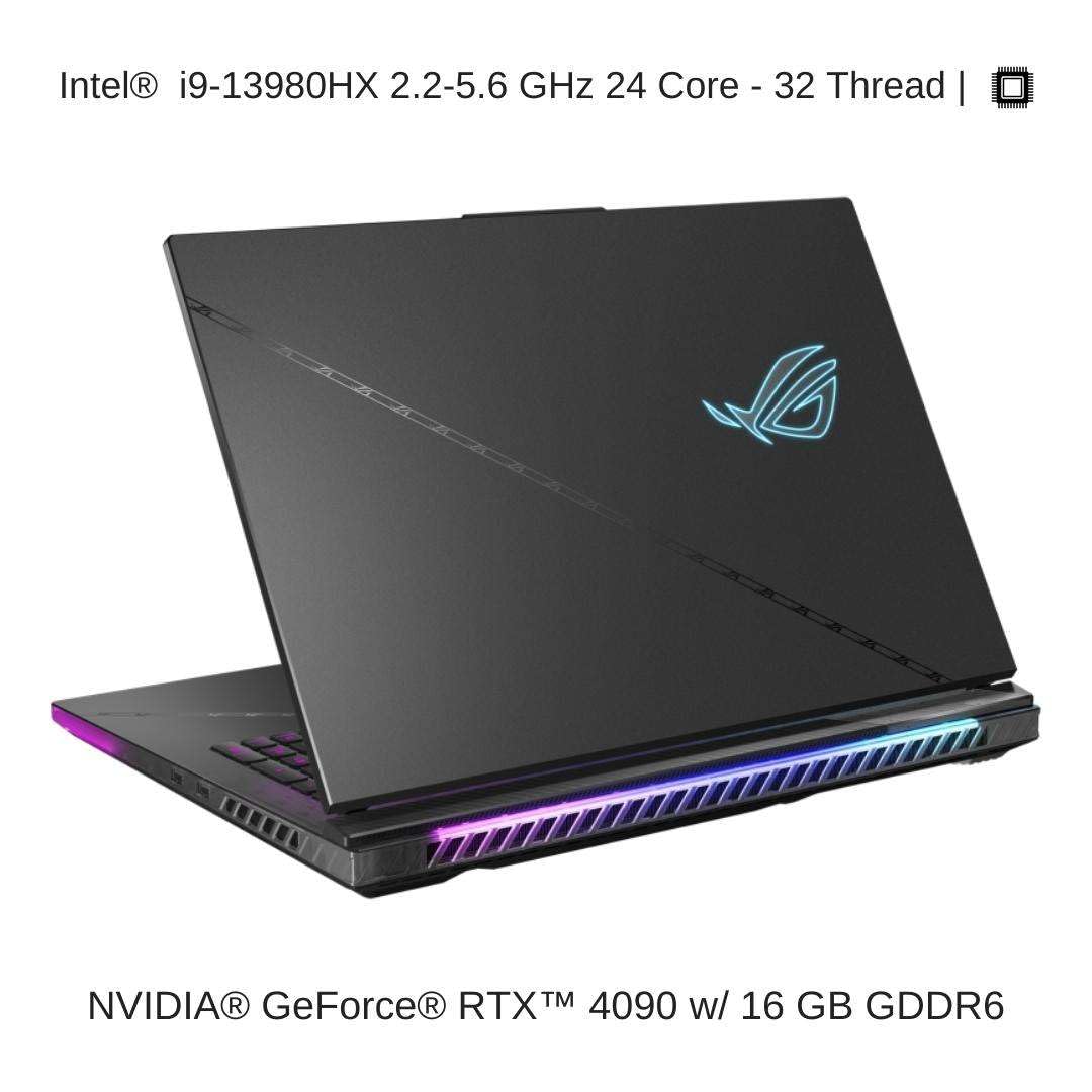 HIDevolution ASUS ROG Strix Scar 18 G834JY 18" QHD+ 240Hz, 2.2 GHz i9-13980HX, RTX 4090, 96 GB DDR5 RAM, 16 TB PCIe SSD, Windows 11 Pro