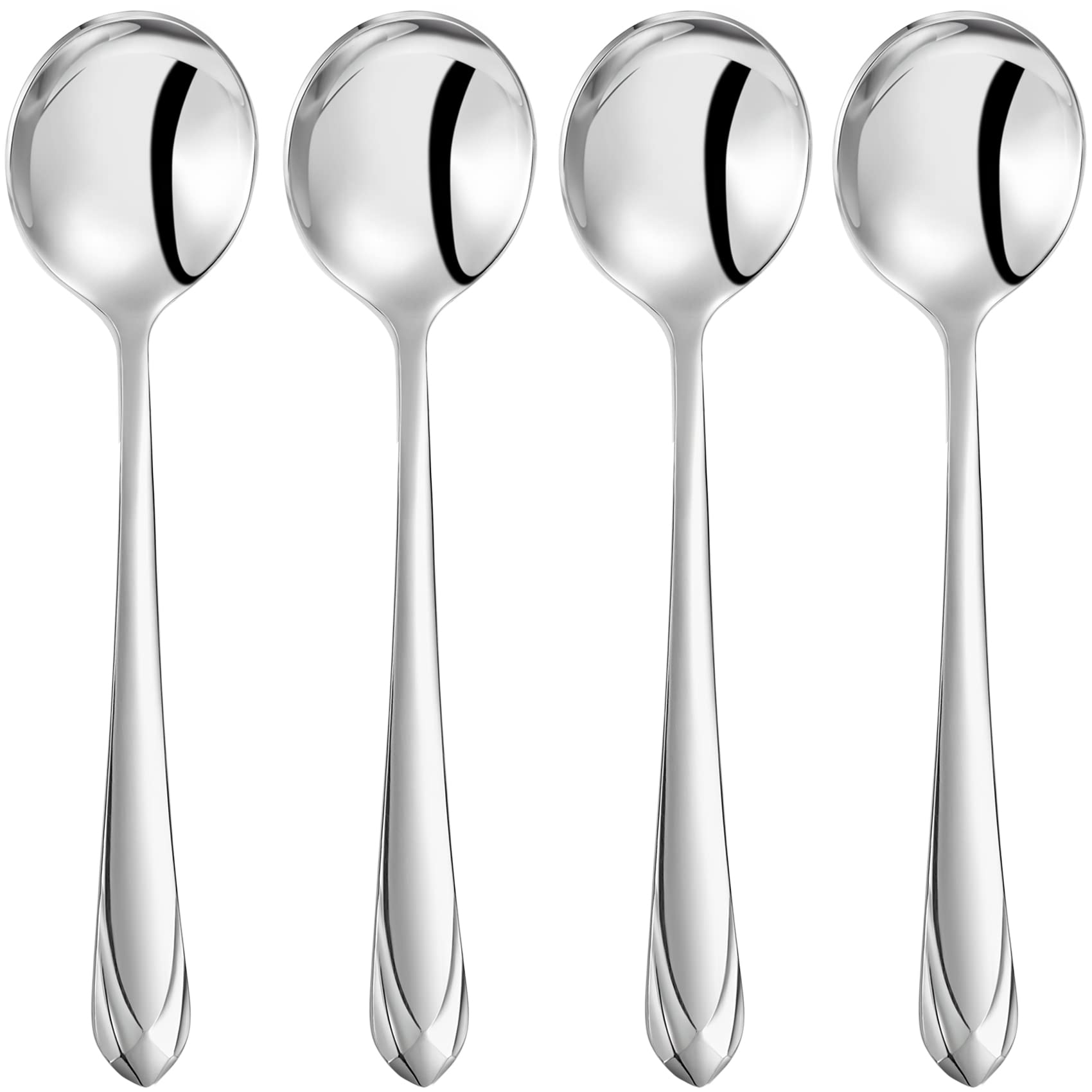 KEAWELL Premium Elena Spoon, 4-Piece Spoon Set, 18/10 Stainless Steel, Mirror Polished, Dishwasher Safe (7.5" Soup Spoon)