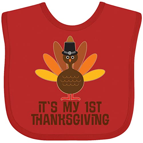 inktastic My 1st Thanksgiving Turkey Baby Bib Red 247e0