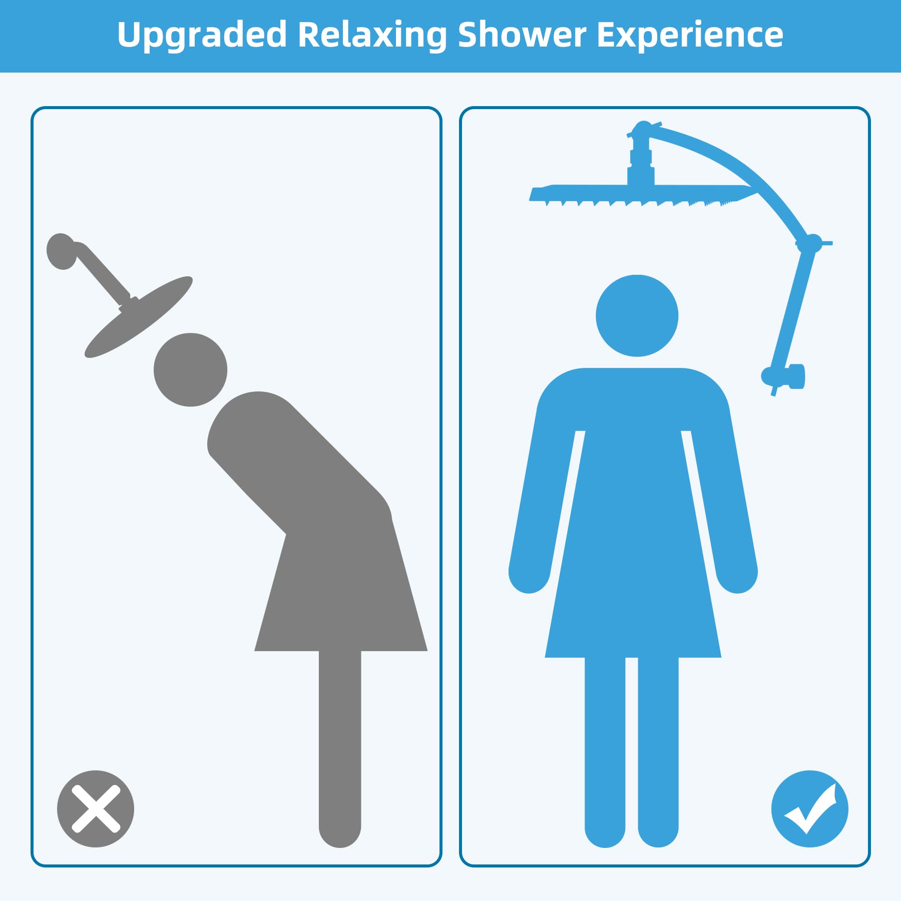 Hibbent All Metal 16'' Shower Head Extension Arm Solid Brass Flexible Height & Angle Adjustable Shower Arm Extender with Lock Joint, Universal Connection Stainless Steel Pipe Height Extending, Chrome