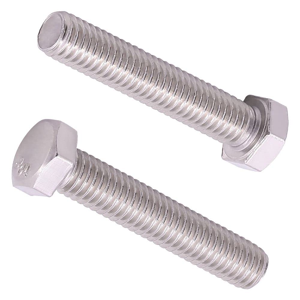 M8-1.25 x 70mm (10 pcs) Hex Head Bolts, 304 Stainless Steel 18/8, Hexagon Head Bolts, Full Thread Coverage, Coarse Thread, Strong, Durable, Thread Size Ranges from 3mm to 20mm Head Bolts, DIN933