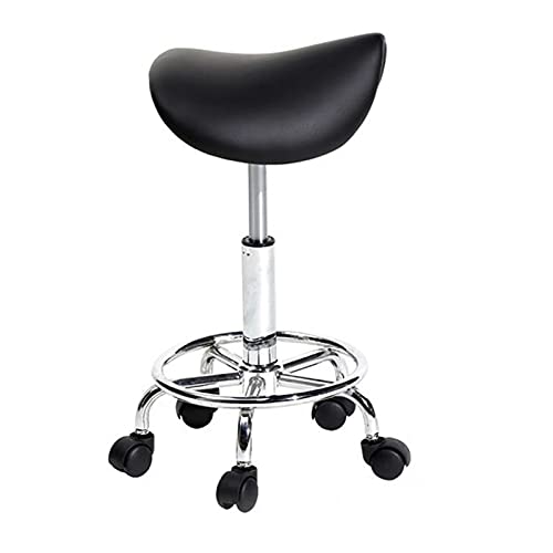 LLAMN Bar Stool Saddle Stool Ha Ha Feet Rotation Bar Stool Black Spa Tattoo Massage Salon Furniture