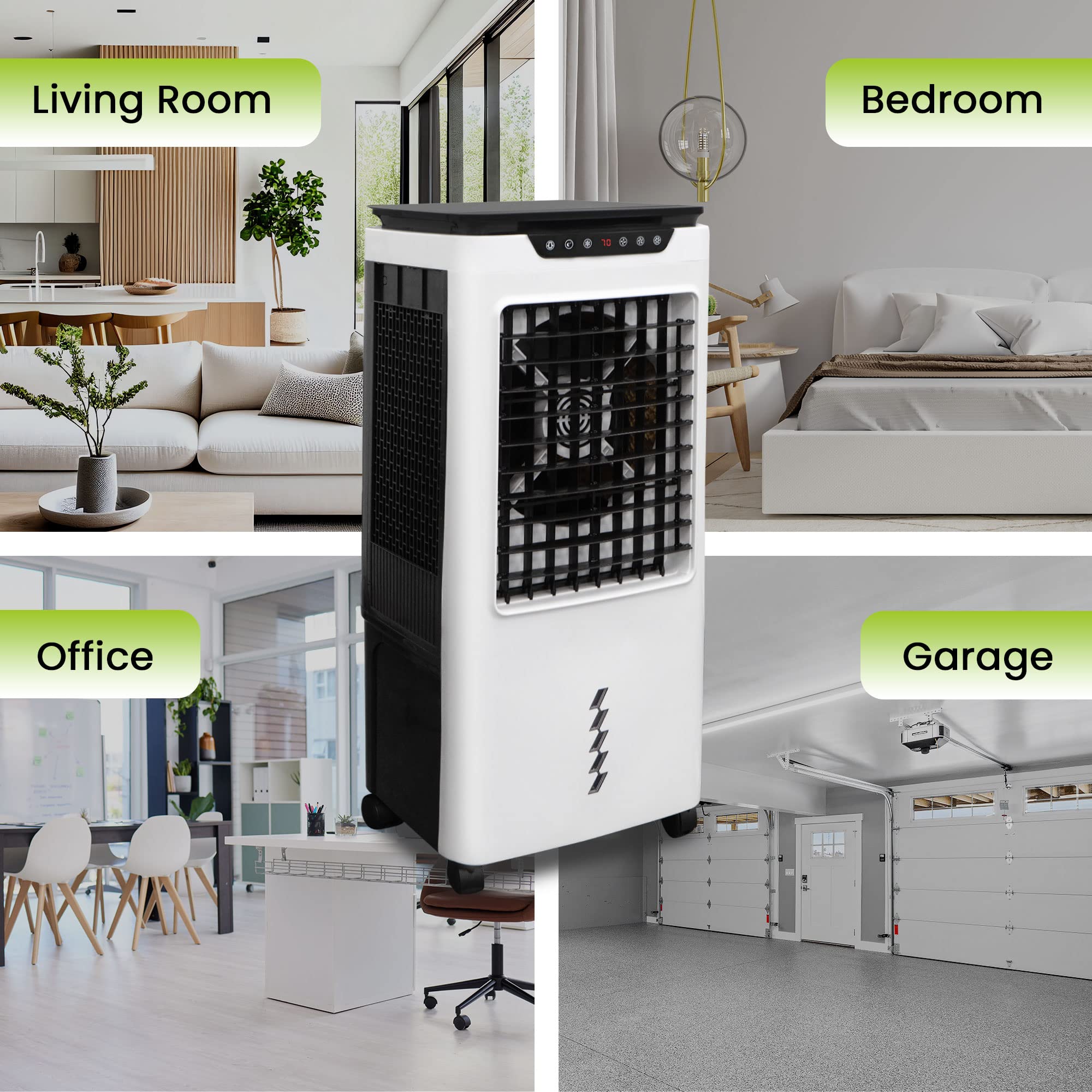 Industrial Strength Fan Cooler for Commercial, Office, Home - Portable Evaporative Air Cooler, Large Quiet 5,300 CFM. 13.2 (White)