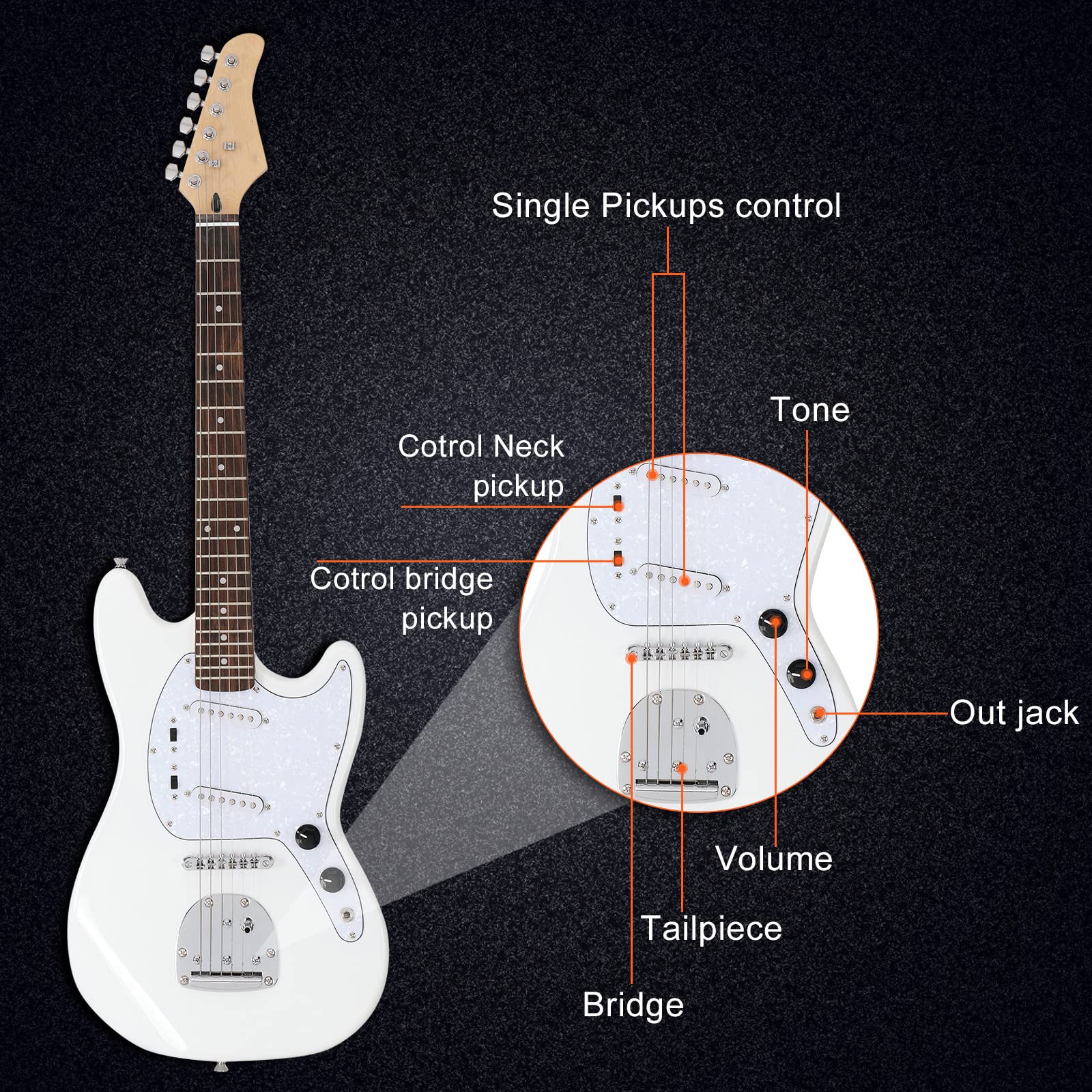 Ktaxon 39 Inch Full Size Electric Guitar 6 String Electric Guitar Kit with Portable Electric Guitar Bag, Adjustable Strap, Connecting Wire, Spanner Tool, Plectrum and Tremolo Bar(White)