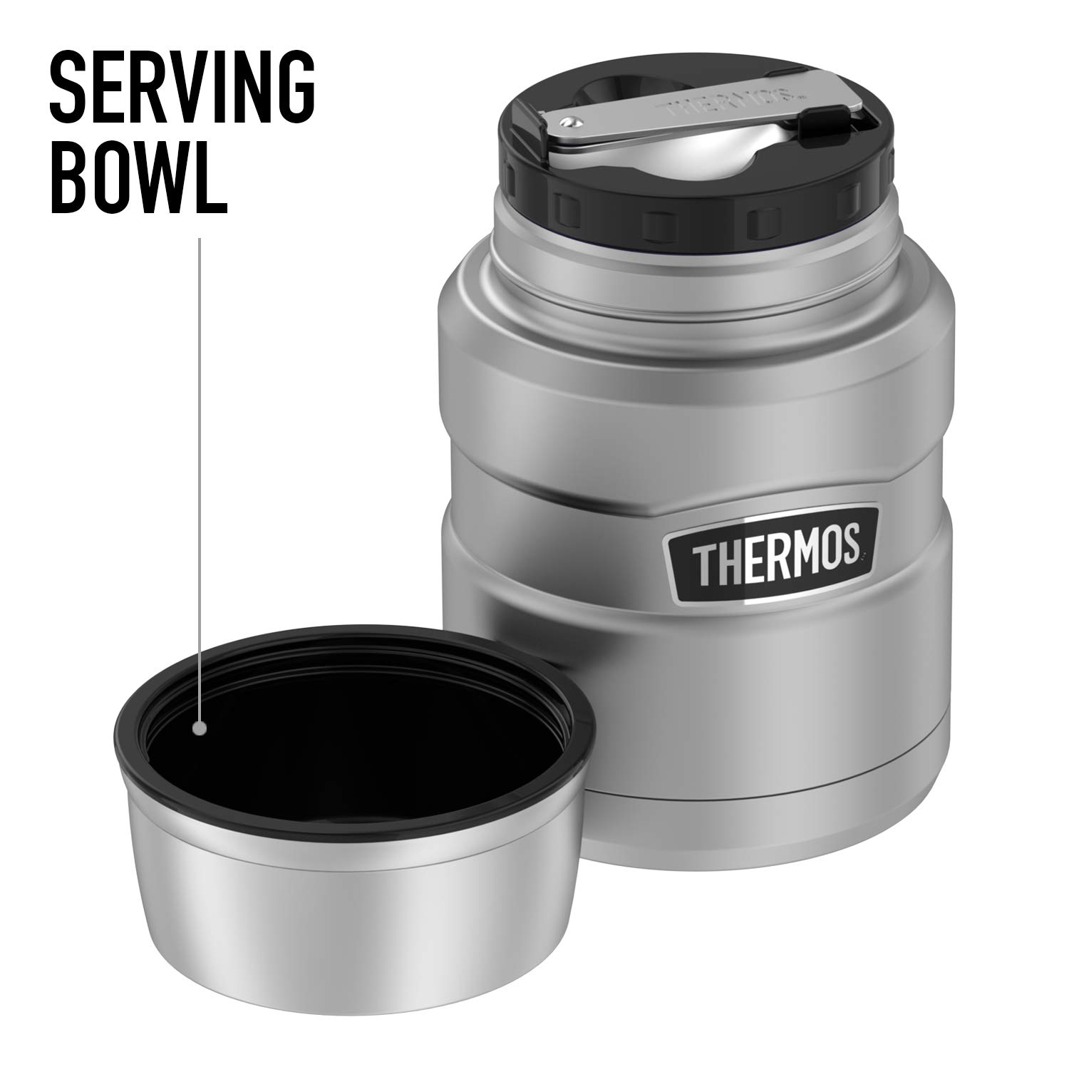Jurassic Park Camo Logo THERMOS STAINLESS KING Stainless Steel Food Jar with Folding Spoon, Vacuum insulated & Double Wall, 16oz