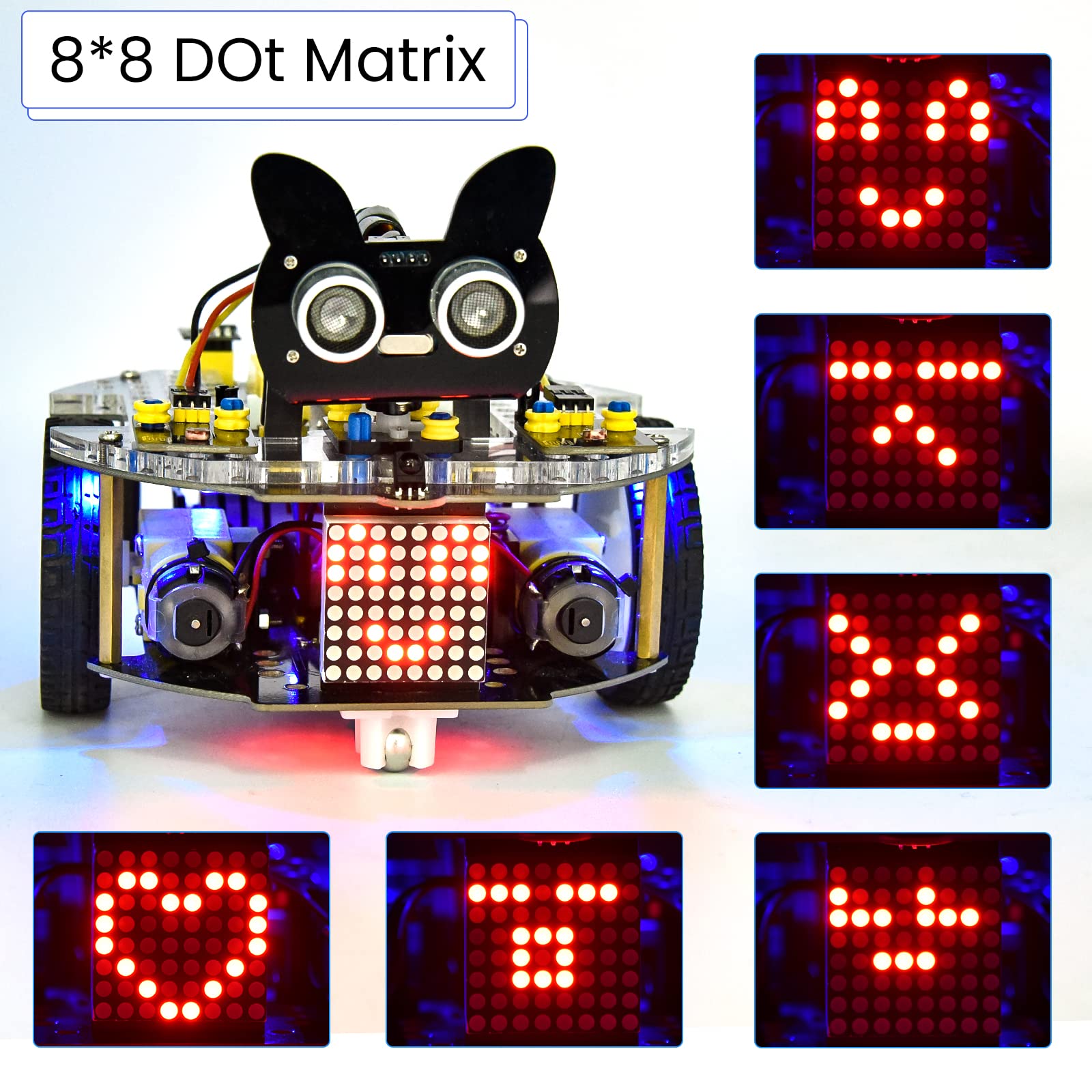 KEYESTUDIO Beetlebot 3 in 1 Robot Car Starter Kit for Raspberry Pi PICO, MicroPython C+ Language, Matrix Display, APP & IR Remote Control, WiFi Module, with Building Blocks for Adults Programming 15+