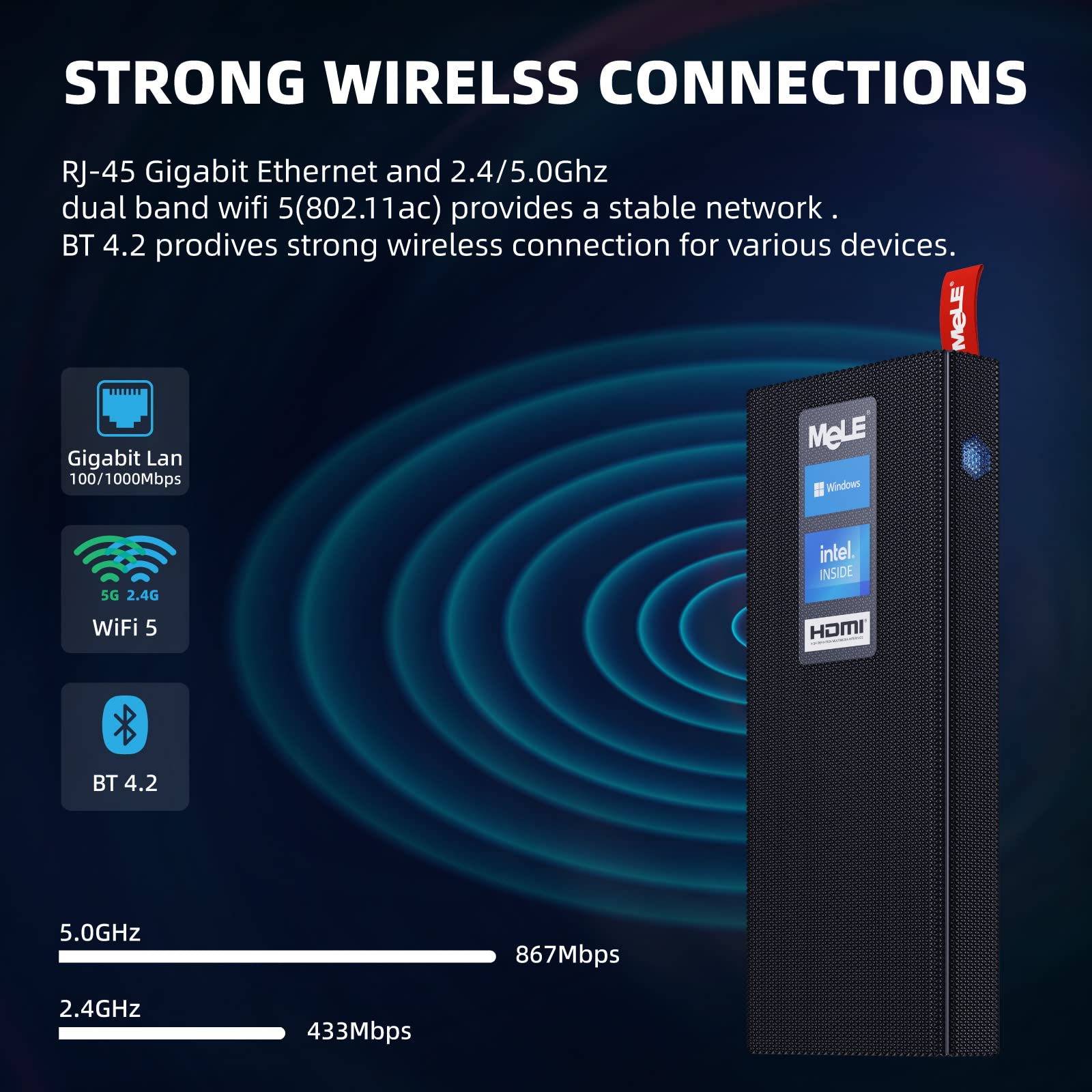 MeLE Fanless Mini PC Stick PCG02 Pro, Celeron J4125 8GB 256GB Windows 11 Pro, Linux Mini Desktop, Computer on a Stick with SSD Slot Gigabit Ethernet Wi-Fi5 PD3.0 Dual 4k HDMI on IOT Industrial,