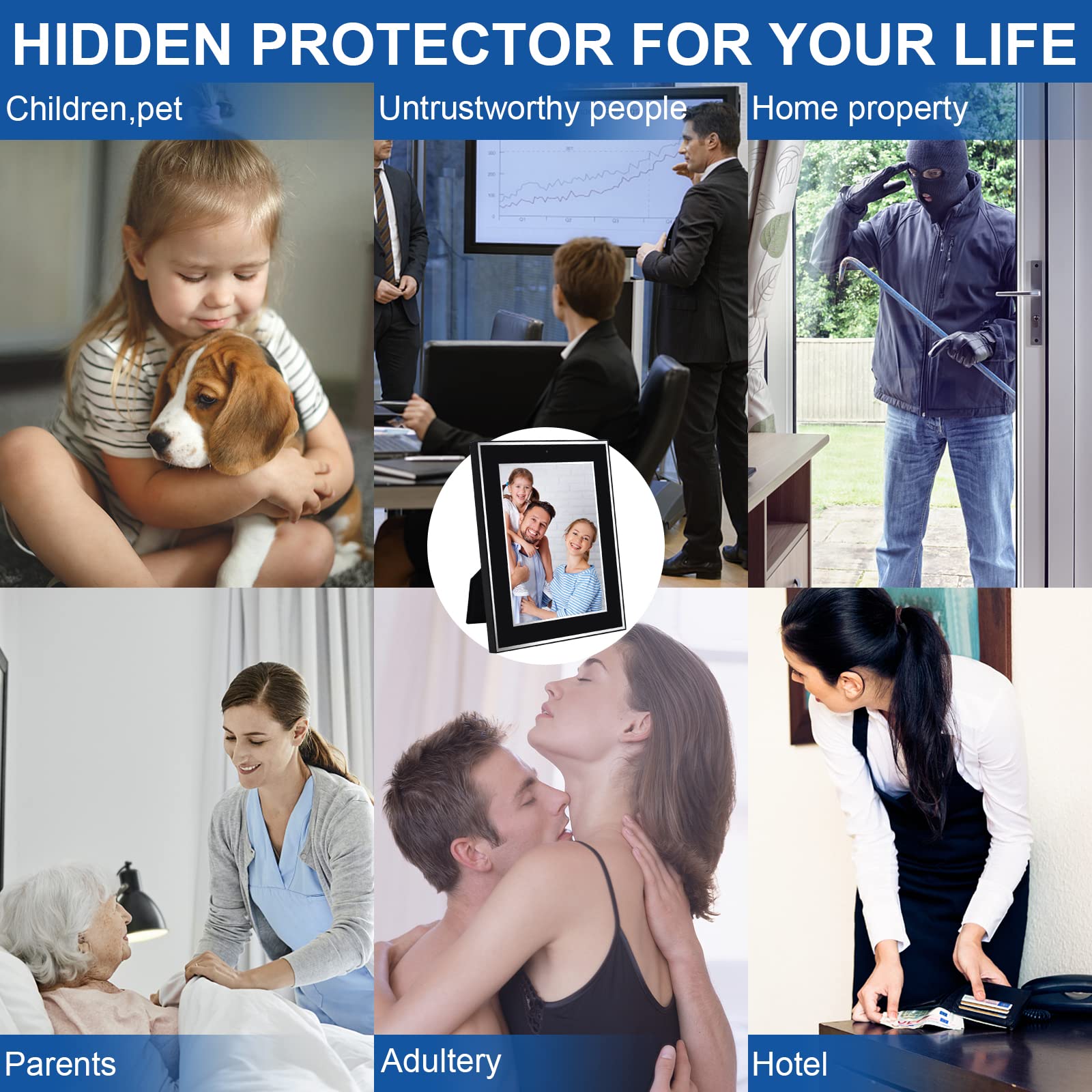 lo.baby.ve Hidden Camera Picture Frame 5G & 2.4G WiFi Spy Camera Photo Frame with Remote Live Stream Security Camera for Home Office Hidden Camera for Keeping Eyes on Kids Parents Pets