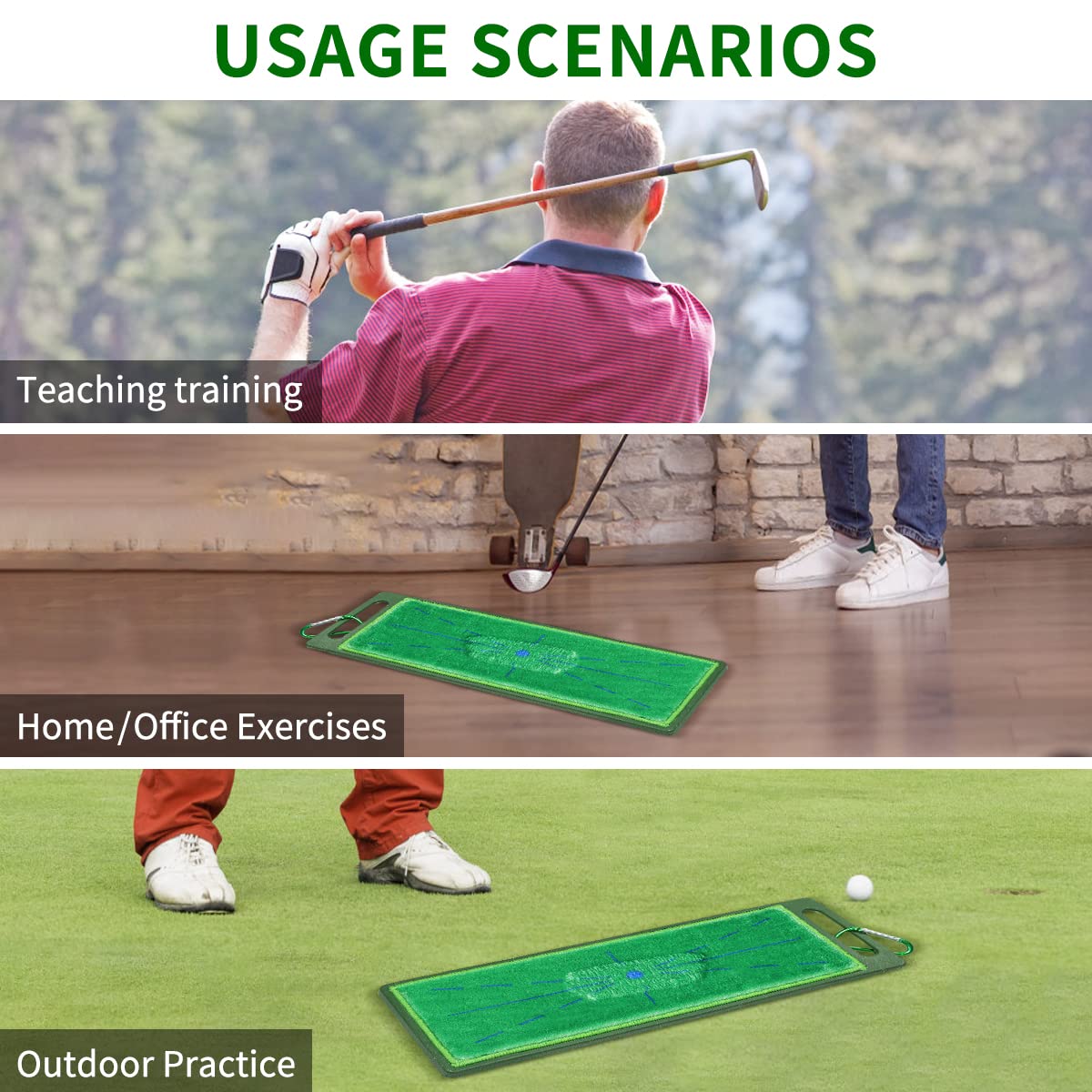 HUAEN Golf Hitting Mat,Golf Swing Training Impact Mat,Analysis & Correct Your Swing Path, Advanced Guide, Practice Grass Mat for Indoor/Outdoor