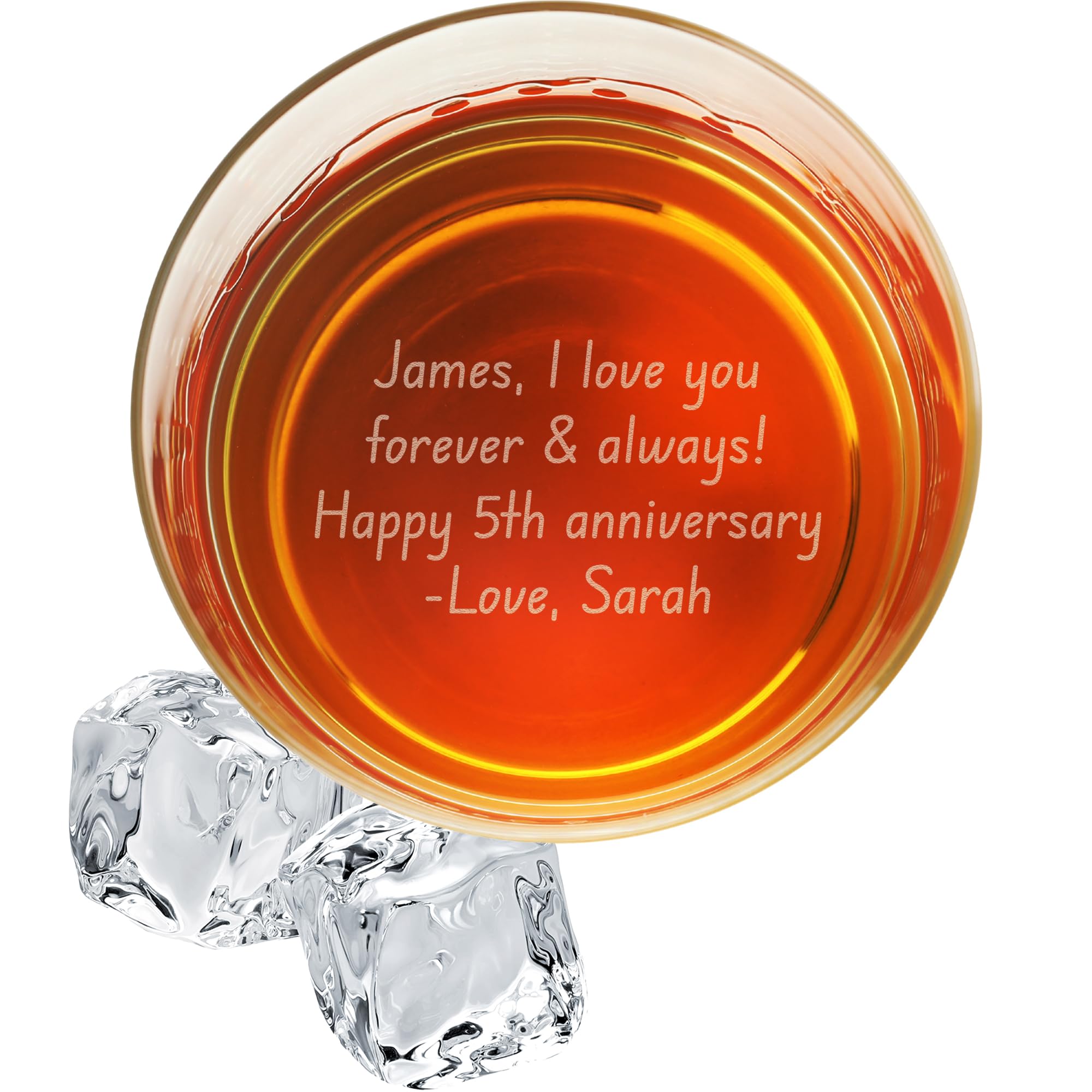 Personalized Whiskey, Bourbon Glass Gifts - Custom Engraved Handwritten Message Gift for Him - Personalized Bourbon Glass - 11 oz Engraved Handwritten Message Scotch Glass - Birthday, Anniversary