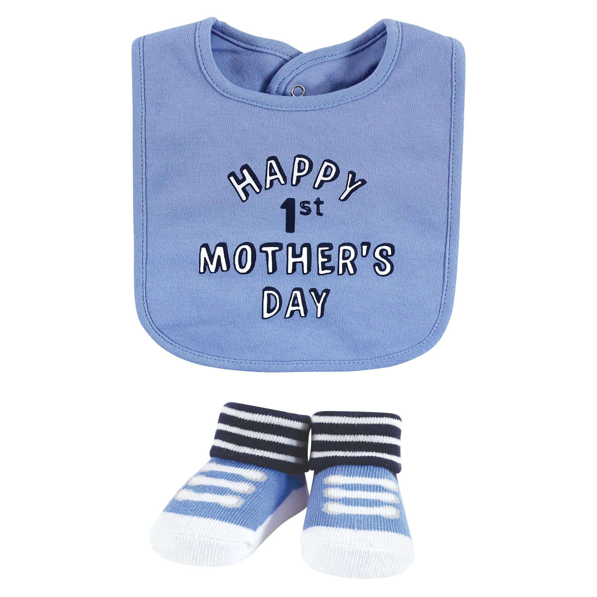 Hudson Baby Unisex Baby Cotton Bib and Sock Set, Boy Mothers Fathers Day, One Size (Pack of 2)