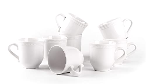 HomeVss, Pearl Dots Stoneware Dinnerware Set (56pc Set, White)