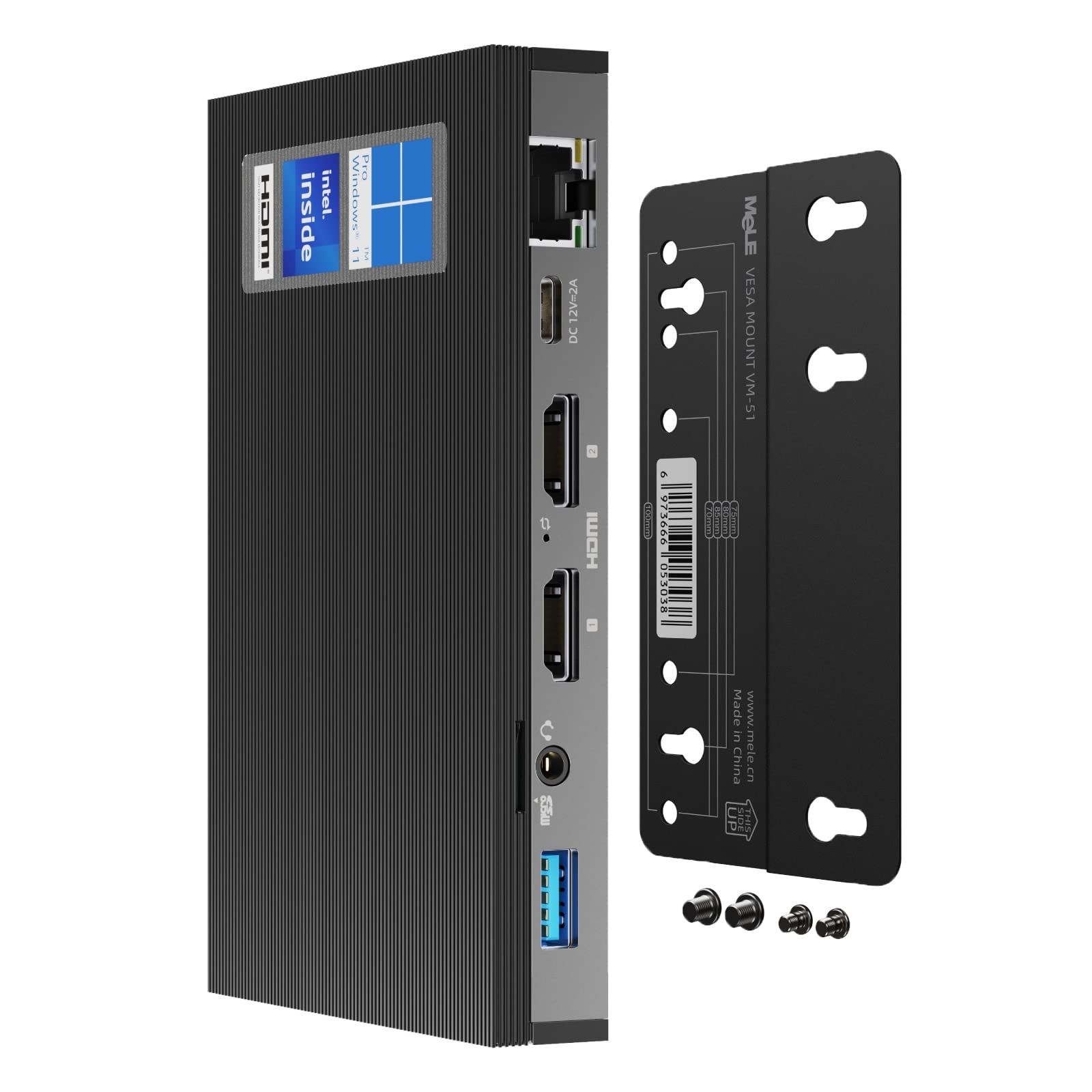 MeLE Mini PC Fanless Quieter3Q Windows 11 Pro N5105 8GB/256GB, Mini Computer Dual HDMI 4K 2.4G/5G Wi-Fi 6 BT5.2 Micro PC Support M.2 SSD Gigabit Ethernet on Business Industrial IoT Office Home