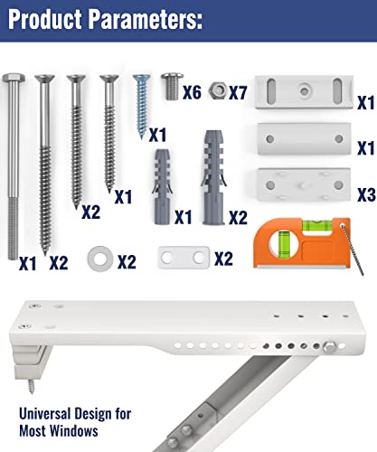 LuckIn Window Air Conditioner Support Bracket, Universal for 5,000-12,000 BTU AC Units, Up to 85lbs, Adjustable Extender Leg & Megnetic Spirit Level