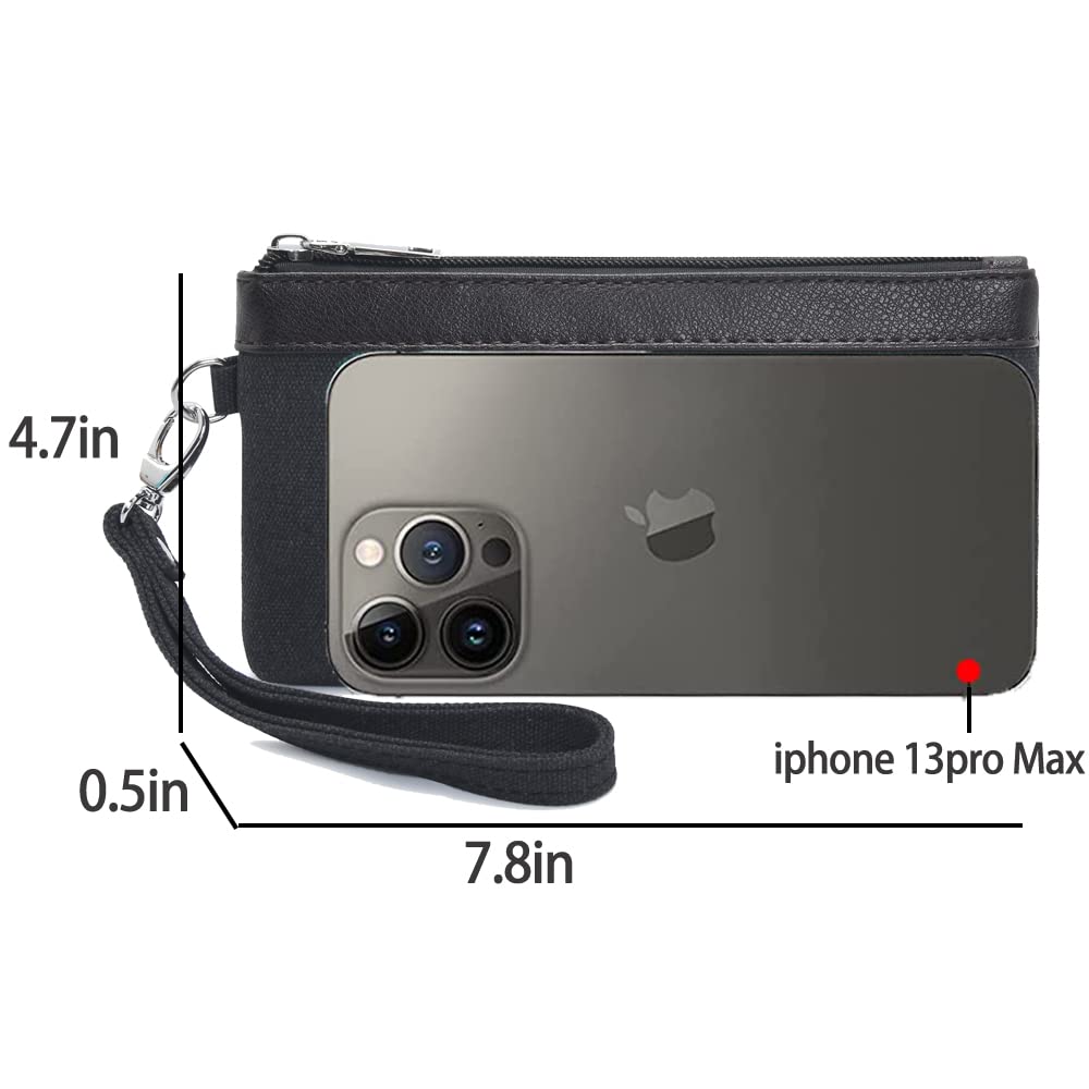 Lecxci Canvas Women's Wristlet Clutch Wallet Purse Cell Phone Wallet Handbag With Wrist Strap (Laser Style-2)
