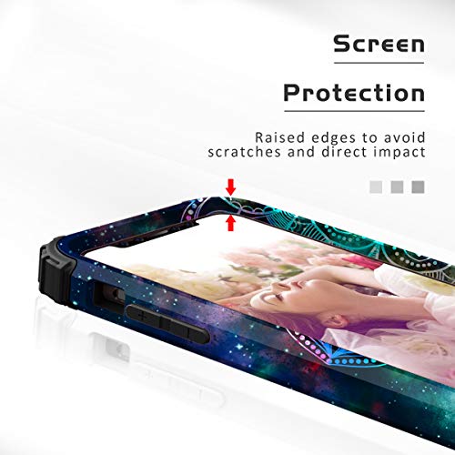 Hocase for iPhone 11 Case, Heavy Duty Shockproof Protection Soft Silicone Rubber+Hard Plastic Bumper 3-in-1 Hybrid Protective Case for iPhone 11 (6.1" Display) 2019 Release - Mandala in Galaxy