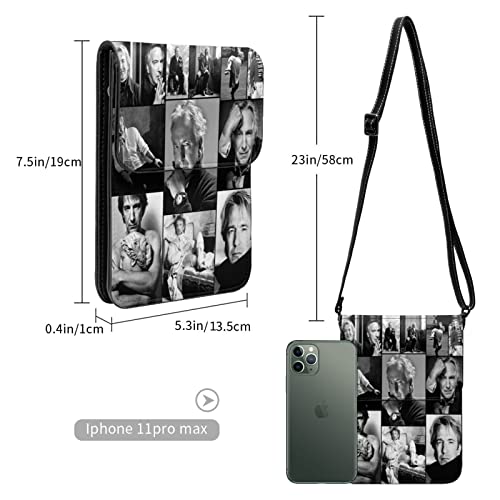 KIANSLA Alan Rickman Collage Small Crossbody Cell Phone Bag For Women'S, Portable Multifunction Shoulder Bag Card Hold Purse,With Removable Shoulder Strap