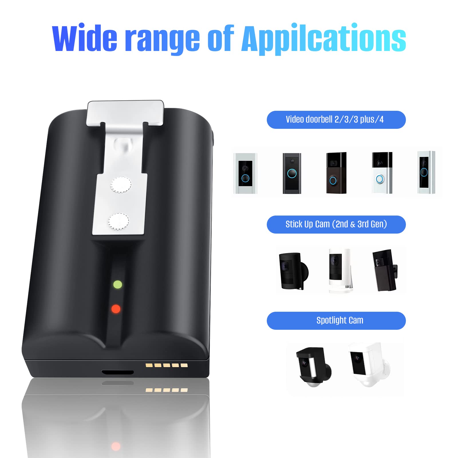 Necesa Rechargeable Battery R Video Doorbell 2/3/4 Replacement Camera Batteries 3.65V 6040mAh Cam Battery Upgraded Batteries Larger Capacity (2pcs)