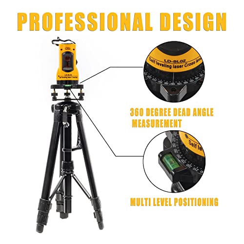 LAND Laser Level Kit Class Laser Ⅱ,Self-Leveling laser Cross Level,Horizontal and Vertical Points Rotatable 360 Degree Suitable for interior design(Lightweight Tripod,Battery Included )