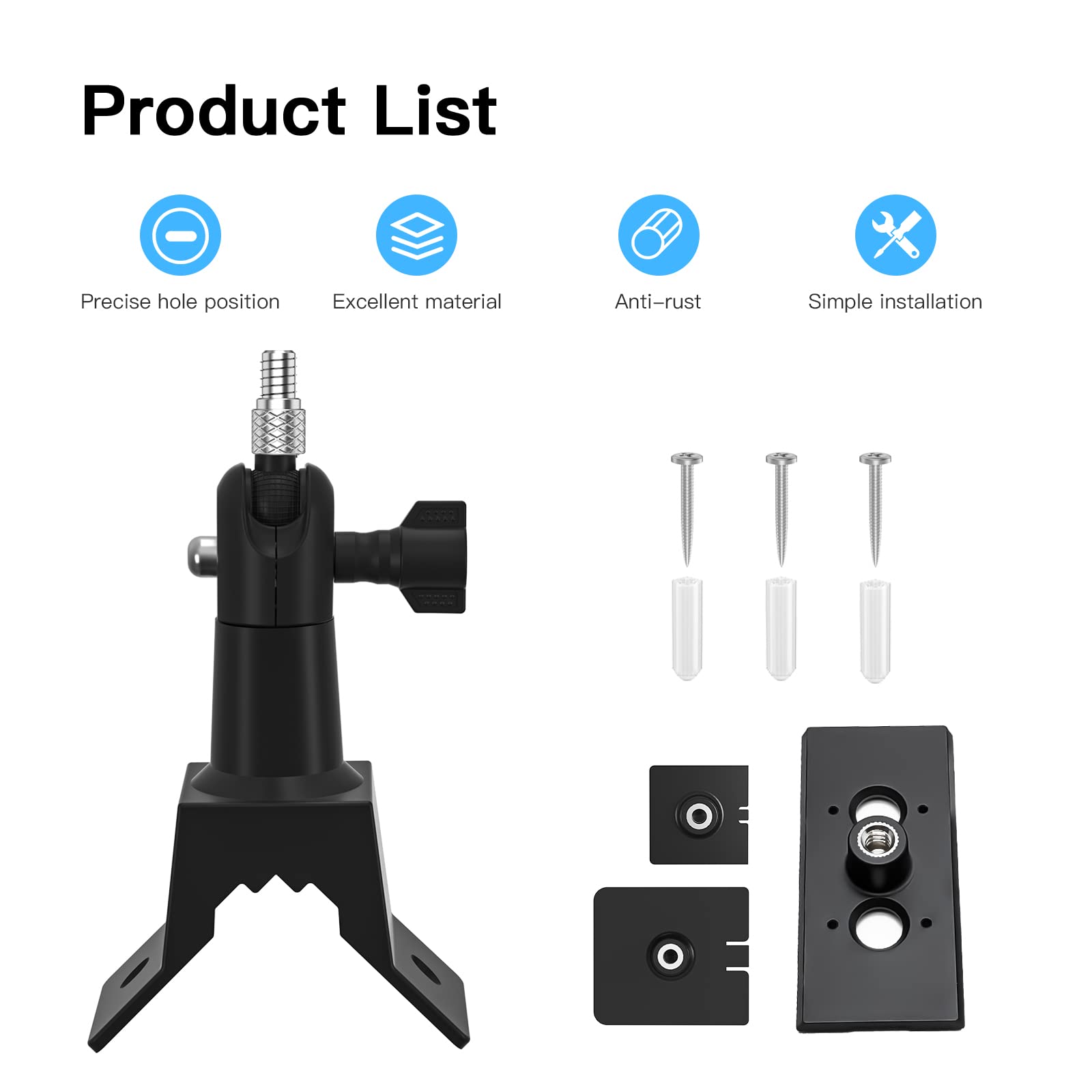 Koroao Wall Corner Mount for Ring Spotlight Cam Battery and Stick Up Camera,Solar Panel,Super Solar Panel,Compatible with Other Cameras with 1/4 Screw Mount (Black)