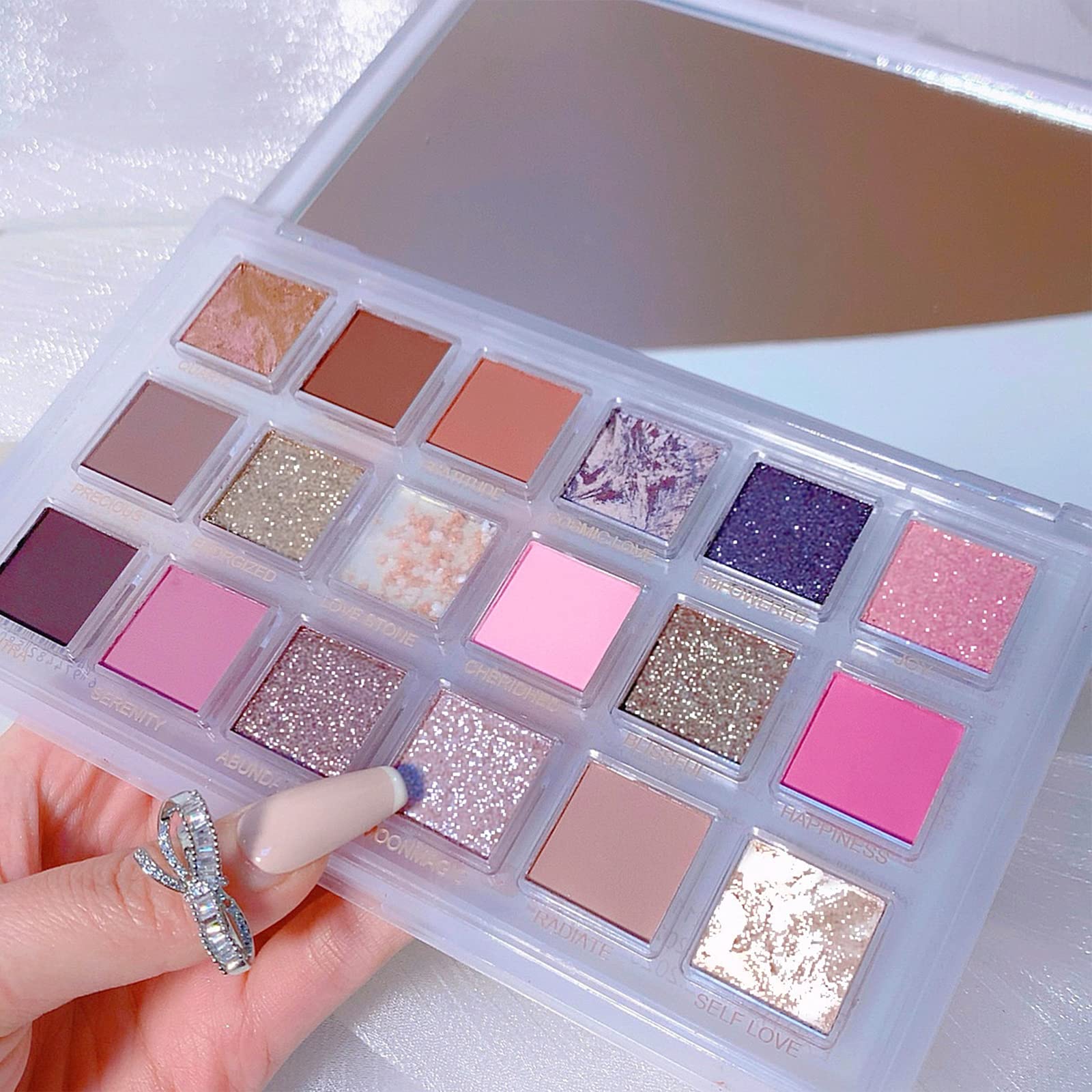 KUAILEGO ROSE CRYSTAL Eyeshadow Palette, Makeup Palette Matte Shimmer 18 Colors - Highly Pigmented, Ultra-Blendable, Natural Velvet Texture