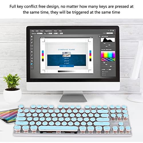 Mechanical Gaming Keyboard, Red Switch RGB Backlit Lighting 87 Keys USB Wired Gaming Keyboard for Win ME, for Win2000, for Win XP, for Vista, for Win7, for Win8, for Win10 (Blue Electroplating Punk)