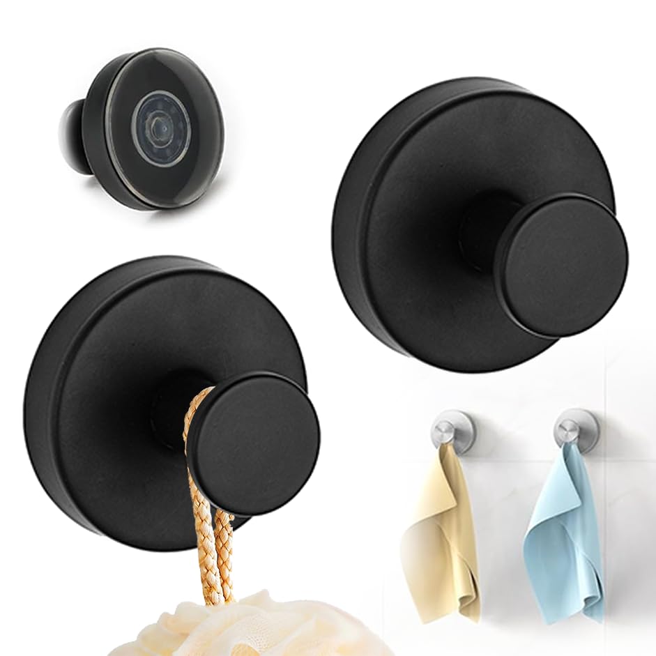 MOTYCTCH Suction Cup Hooks for Shower,Removable Towel Hooks for Bathroom Window Glass Door Wall Waterproof Stainless Shower Hooks for Inside Shower 15 Lb Bathroom Hooks for Towels(Gold*4)