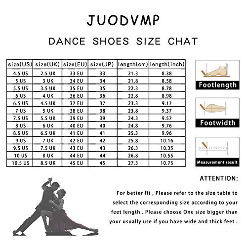 JUODVMP Women's Ballroom Latin Salsa Shoes Satin 5-Straps Braided with Suede Sole Heels,8 US