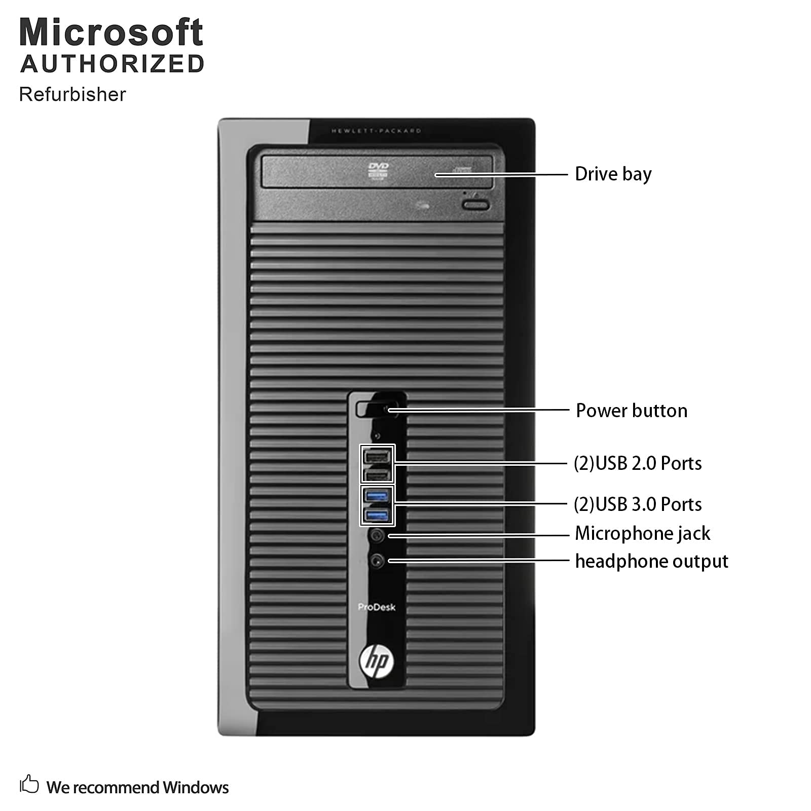 HP ProDesk 400 G1 Tower Computer PC, Intel Quad Core i5-4570 up to 3.6GHz, 16G DDR3, 256G SSD, DVD, Windows 10 Pro 64 Bit-Multi-Language Supports English/Spanish/French (Renewed)