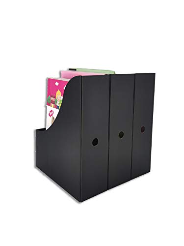 HUAPRINT Magazine File Holder(12 Pack,Black)-Folder Holder,Magazine Holders,Desk File Organizer,Document File Holder Box,Magazine Storage Box,With Labels