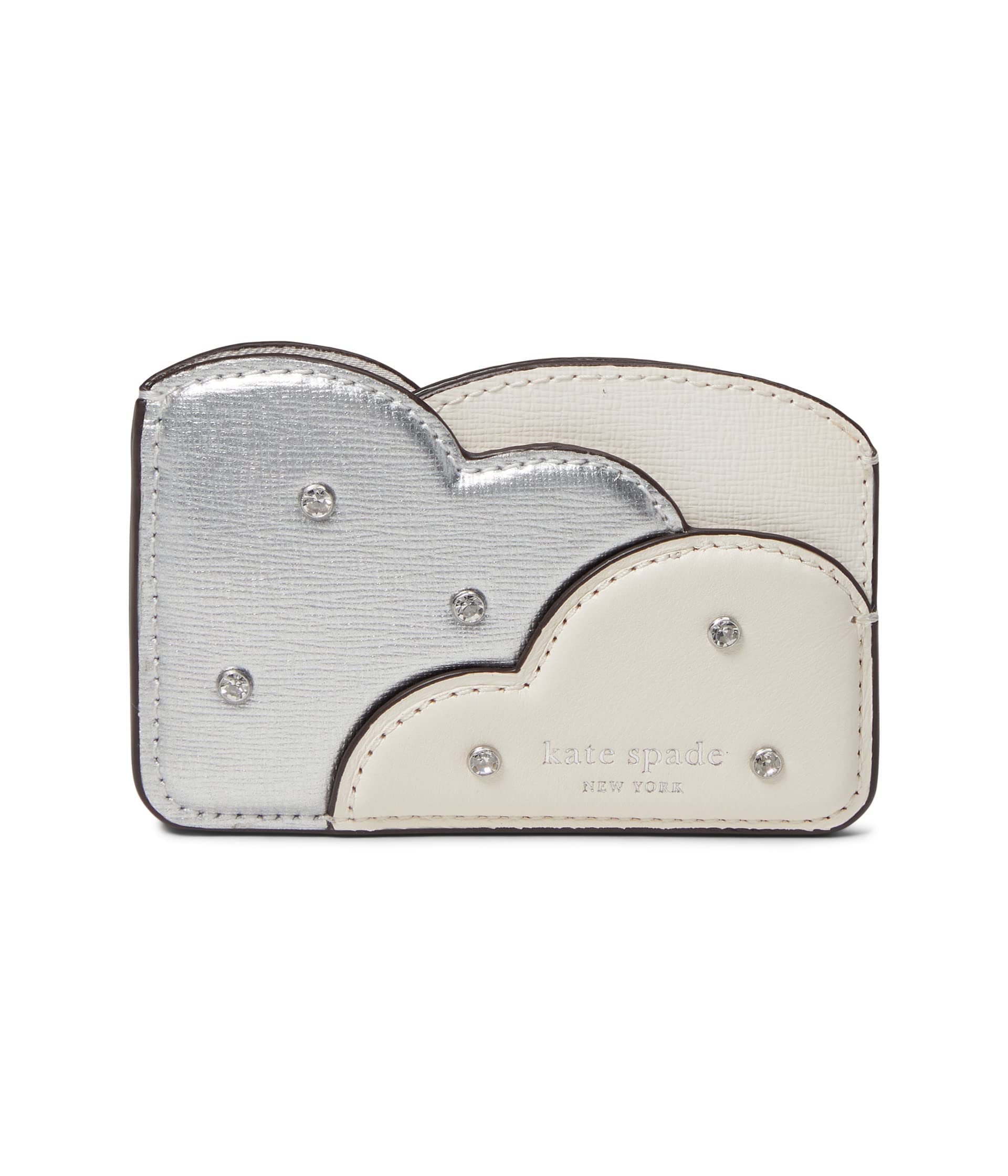 Kate Spade New York Shade Metallic Saffiano Leather Card Holder Silver Multi One Size