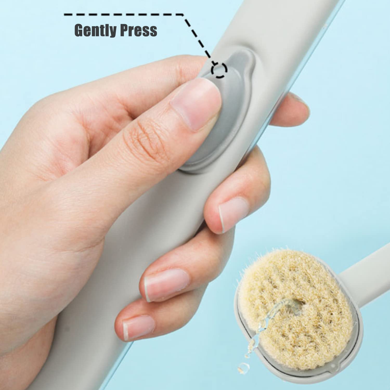 Long Handle Bath Brush with Soap Dispenser, Shower Massage Scrubber Storable Body Wash, Massage Cleaning Brush Back Scrubber, Exfoliating Body Brush for Shower