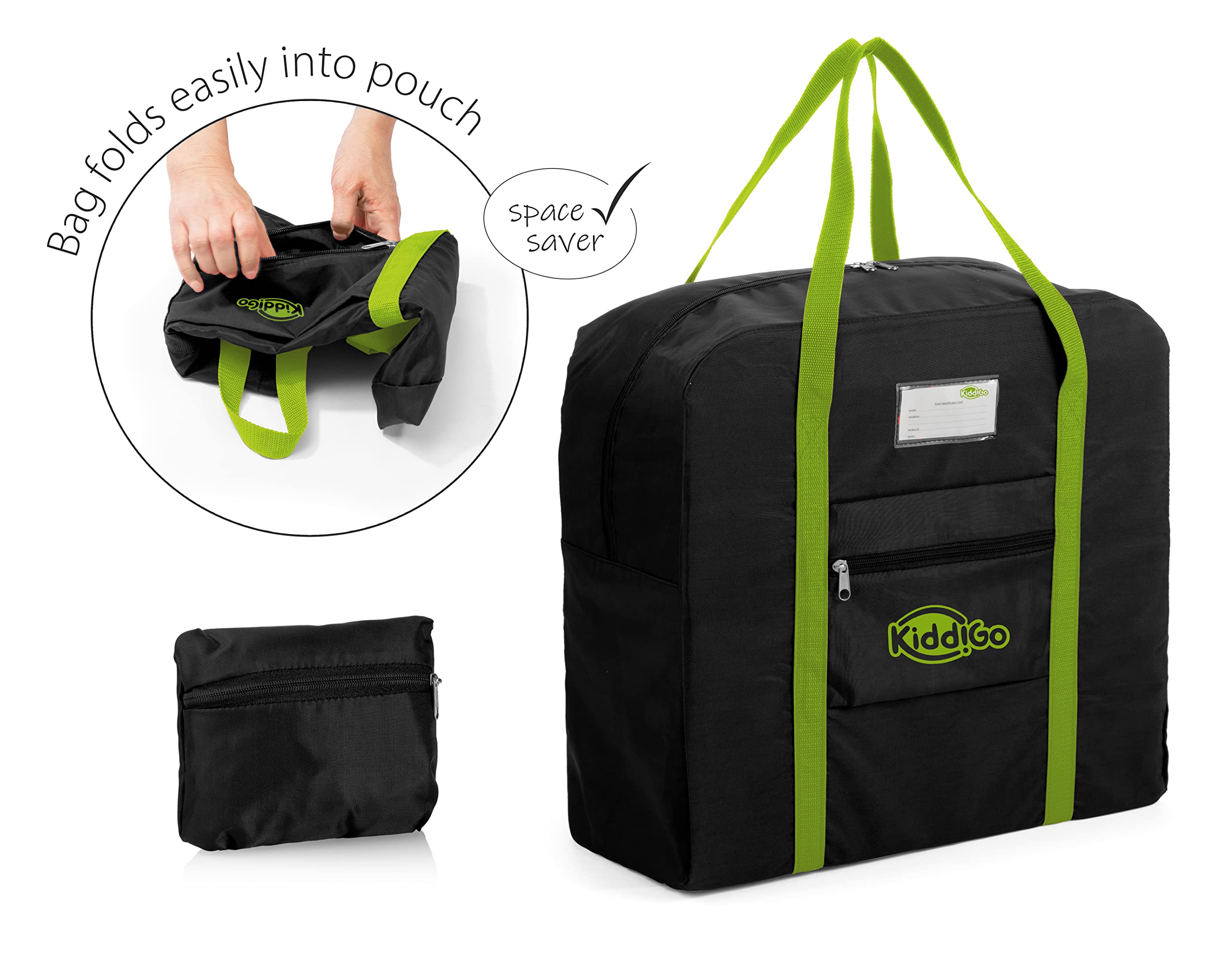 Kiddi Go Backless Booster Seat Travel Bag - Red | Water-Resistant 600D Nylon | Fits Most Backless Booster Seats | Easy to Carry with Luggage Handle | includes ID Card Slot.