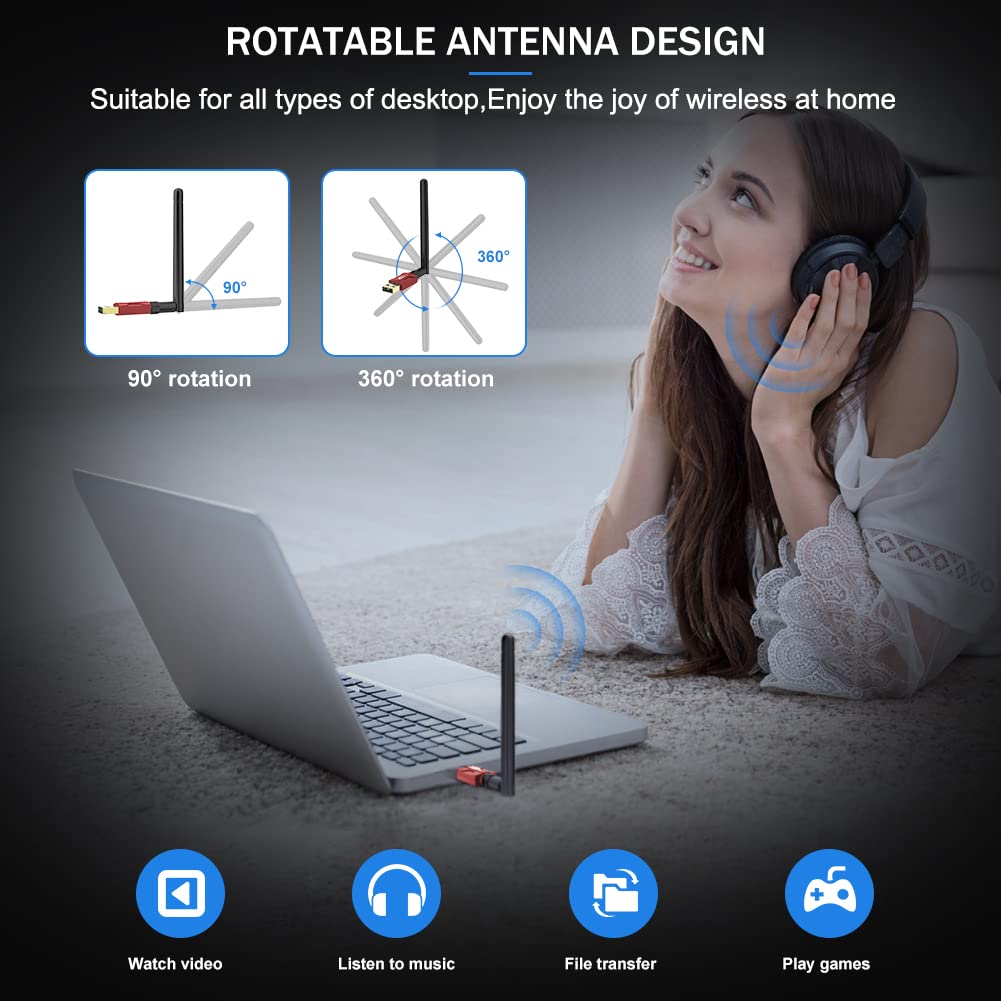 Long Range Bluetooth Adapter for PC,Class 1 USB Bluetooth Adapter 5.1+EDR, 328FT/100M Wireless Transfer Transmitter Receiver for Bluetooth Mouse Keyboard Speakers Headphones Support Win10/8.1/8/7(Red)
