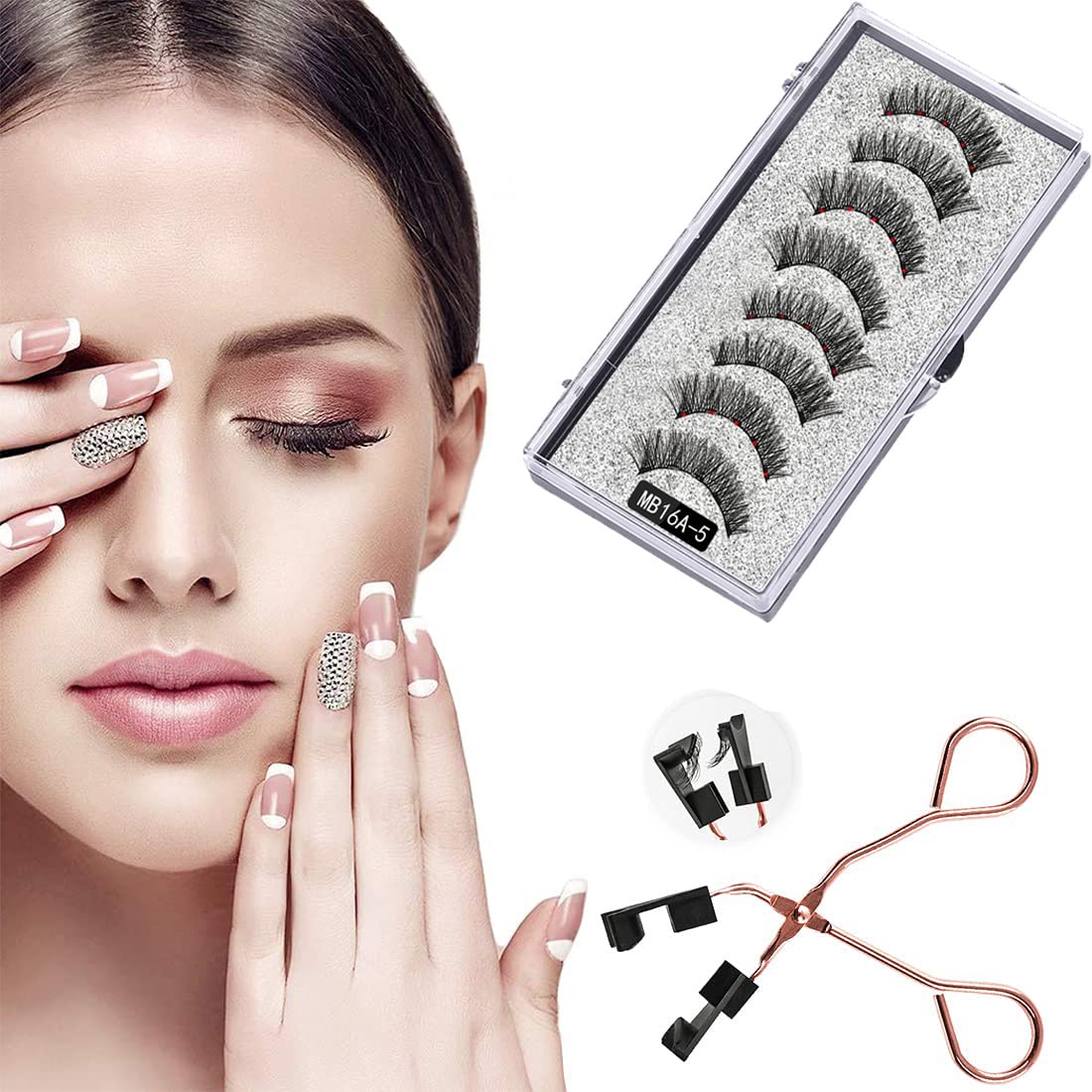 Magnetic Eyelashes, Magnetic False Eyelashes kit without Eyeliner or Glue, Light weight & Easy to Wear, 2 Pairs 3D Reusable False Eyelashes with Applicator