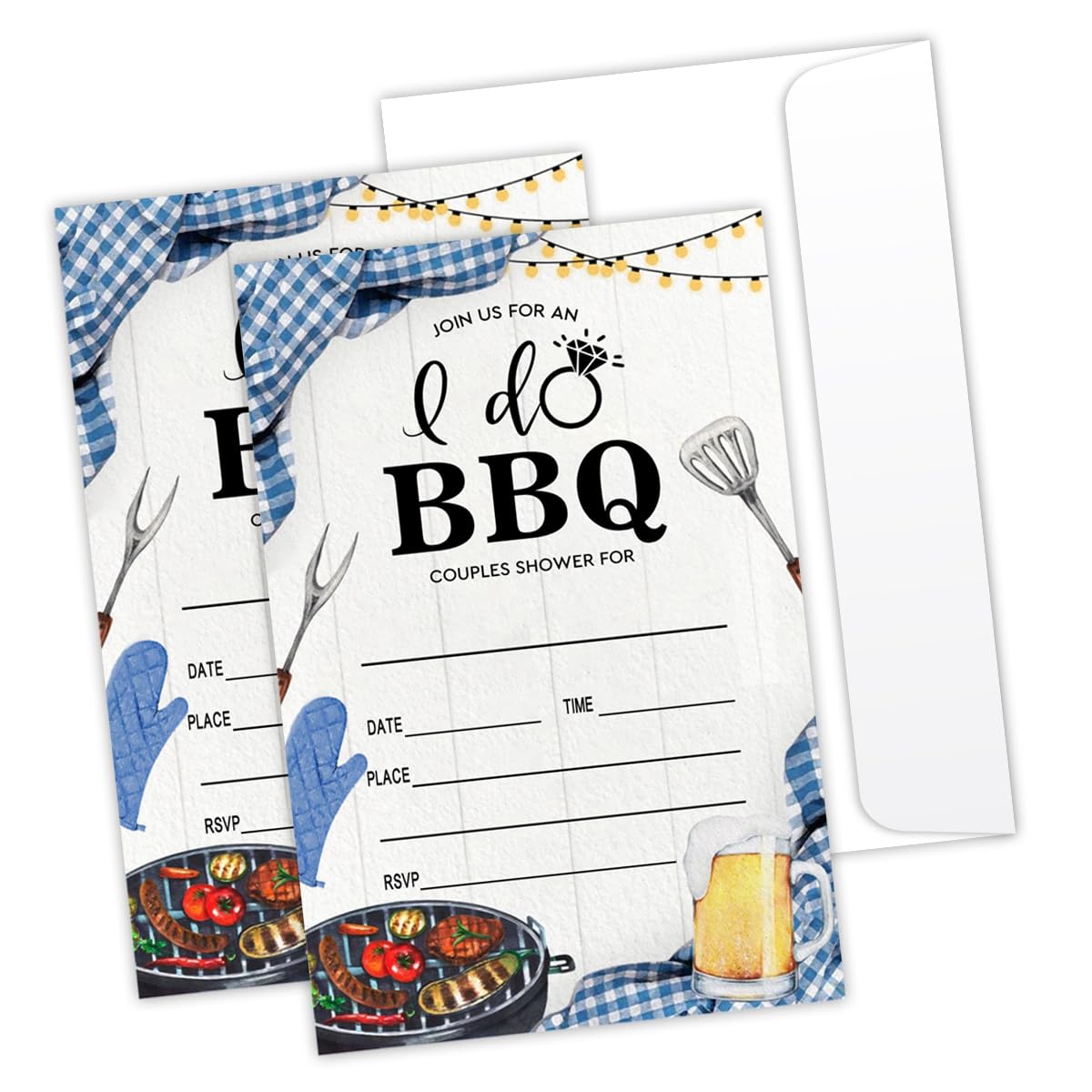 LONLONBANG I Do BBQ Invitations with Envelopes for Wedding Bridal Shower Couple Shower Invites Barbeque Picnic Grill Cook Out Invite Cards Rehearsal Dinner Picnic Party Invitations -L793